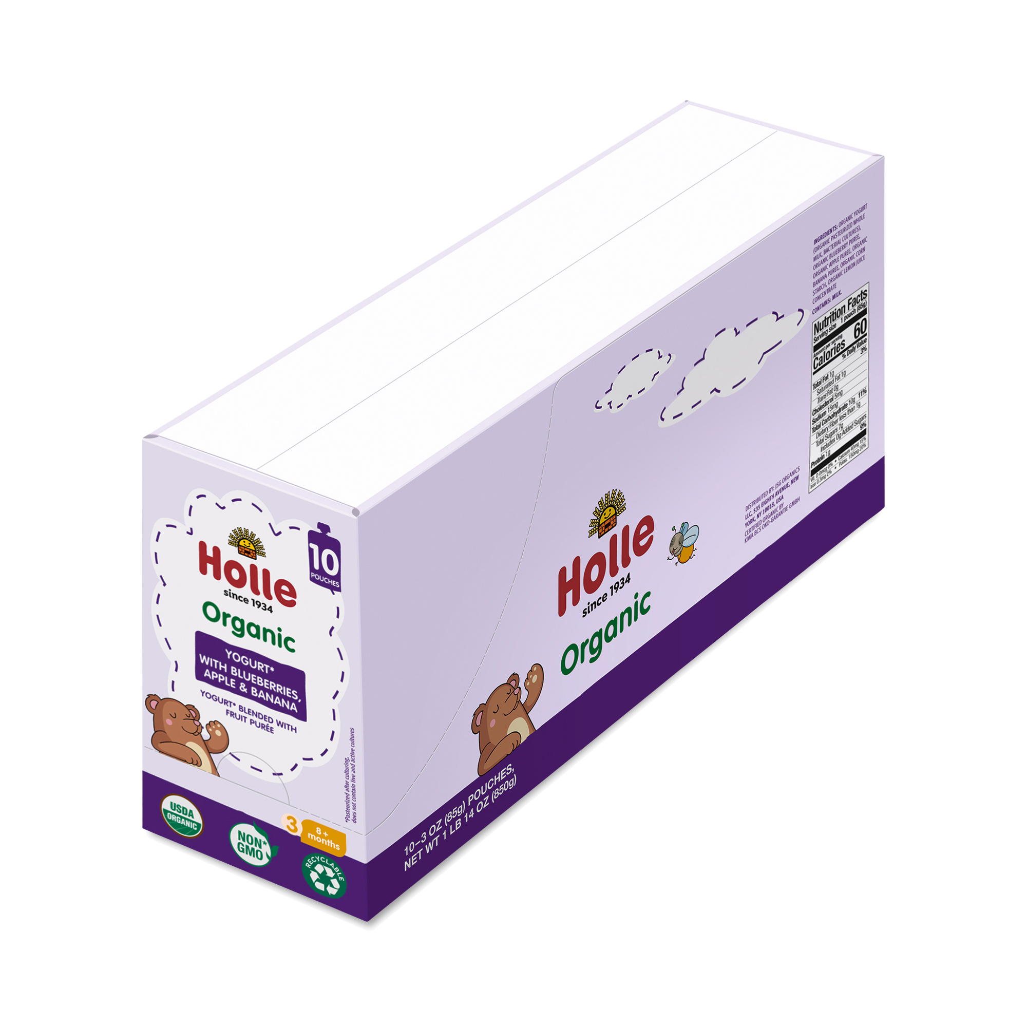 Holle Yogurt Pouch Snacks, Blueberries, Apple & Banana | Thrive Market