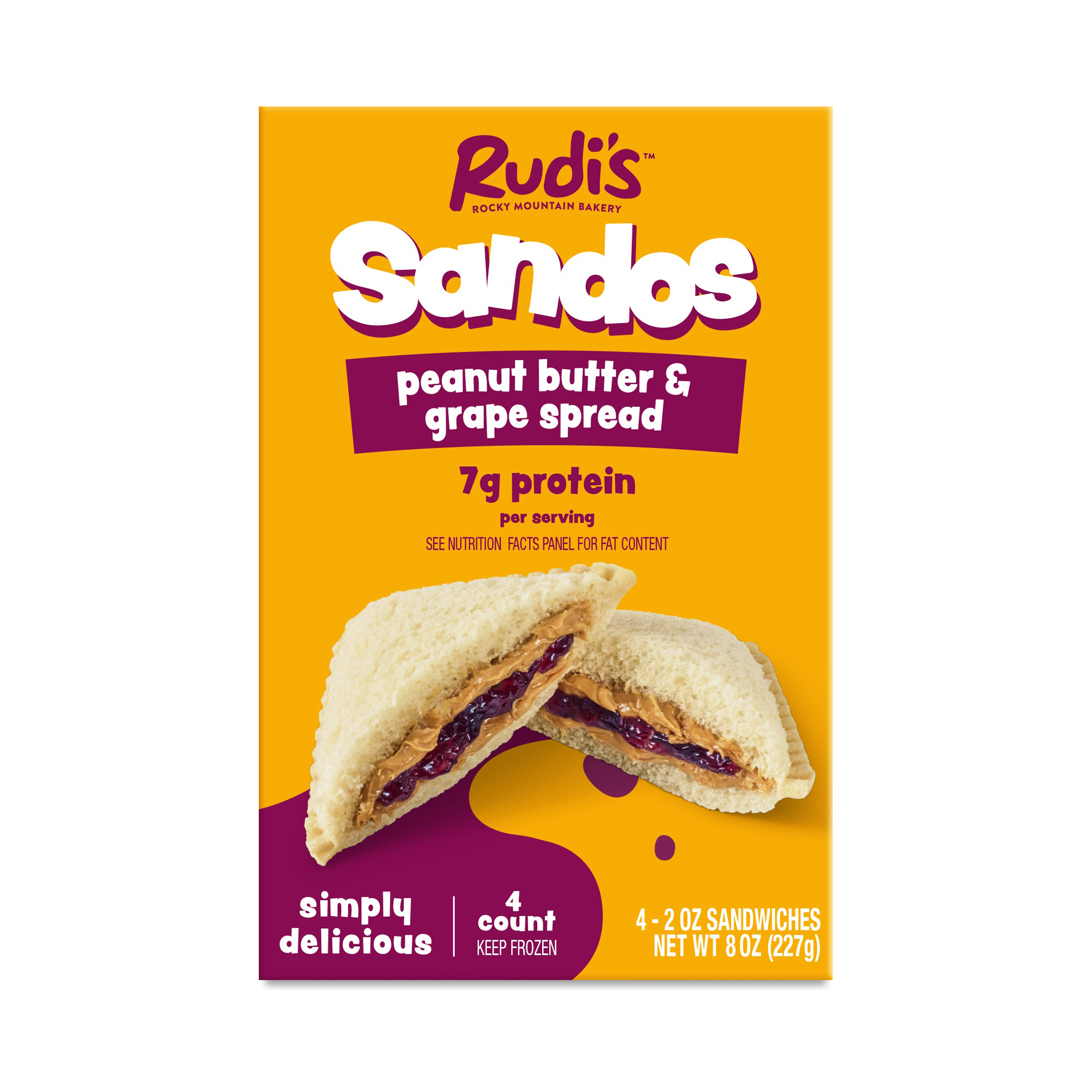 Rudi's Rocky Mountain Bakery Sandos, Peanut Butter & Grape Spread ...