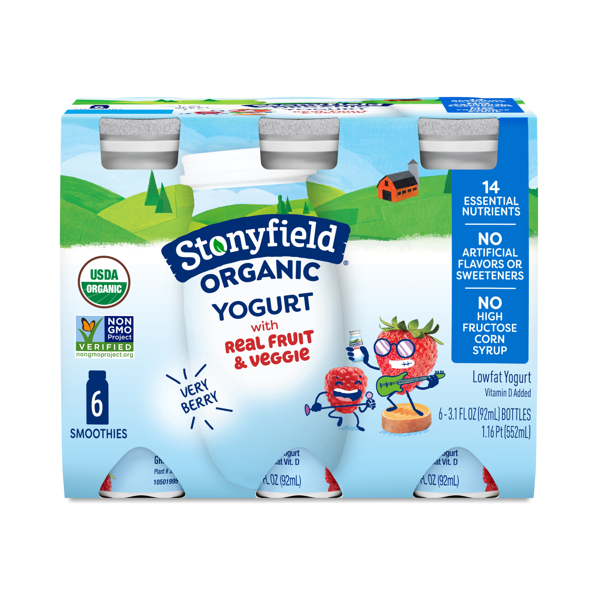 Stonyfield Organic Organic Lowfat Yogurt Smoothies, Very Berry | Thrive Market