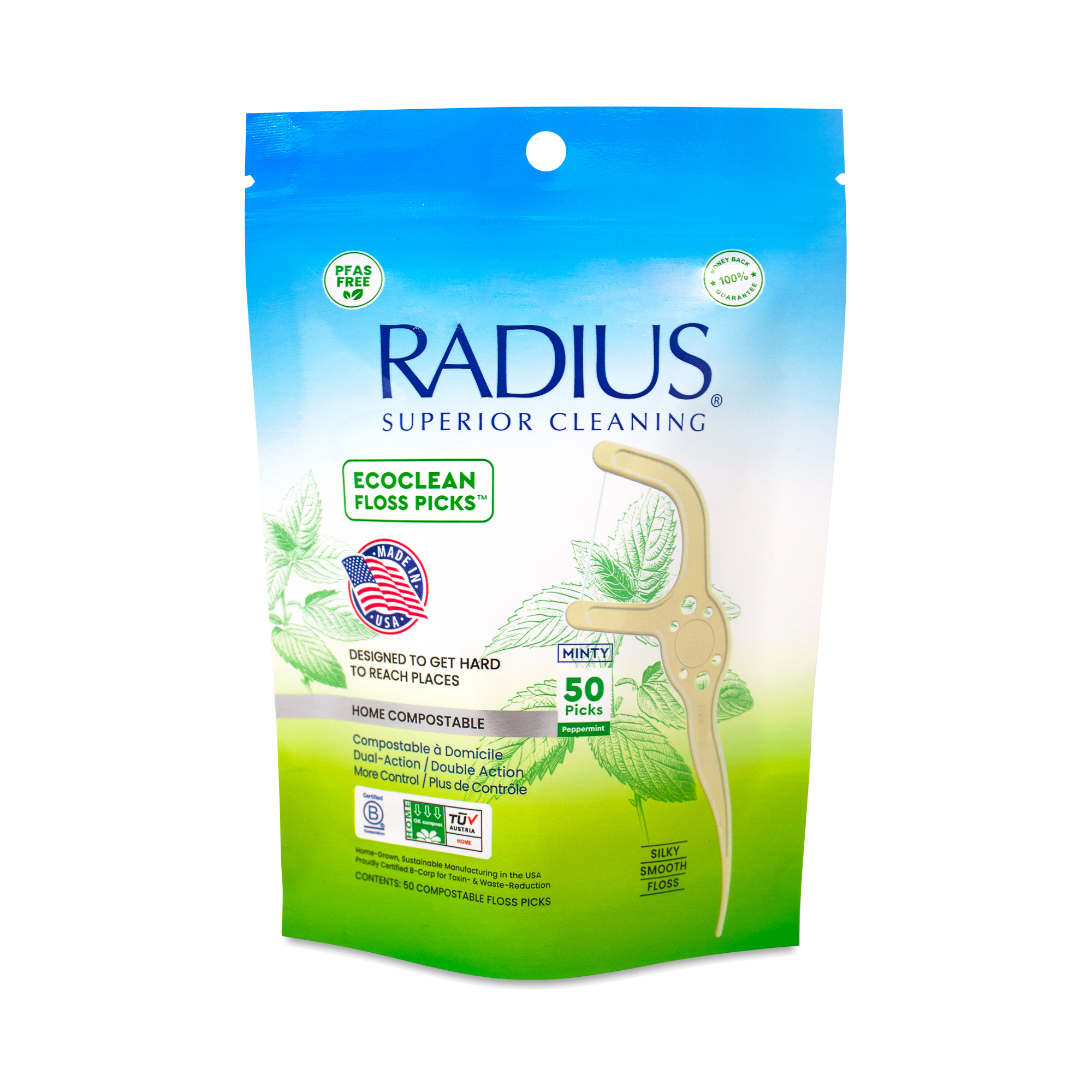 Radius EcoClean Floss Picks, Peppermint | Thrive Market