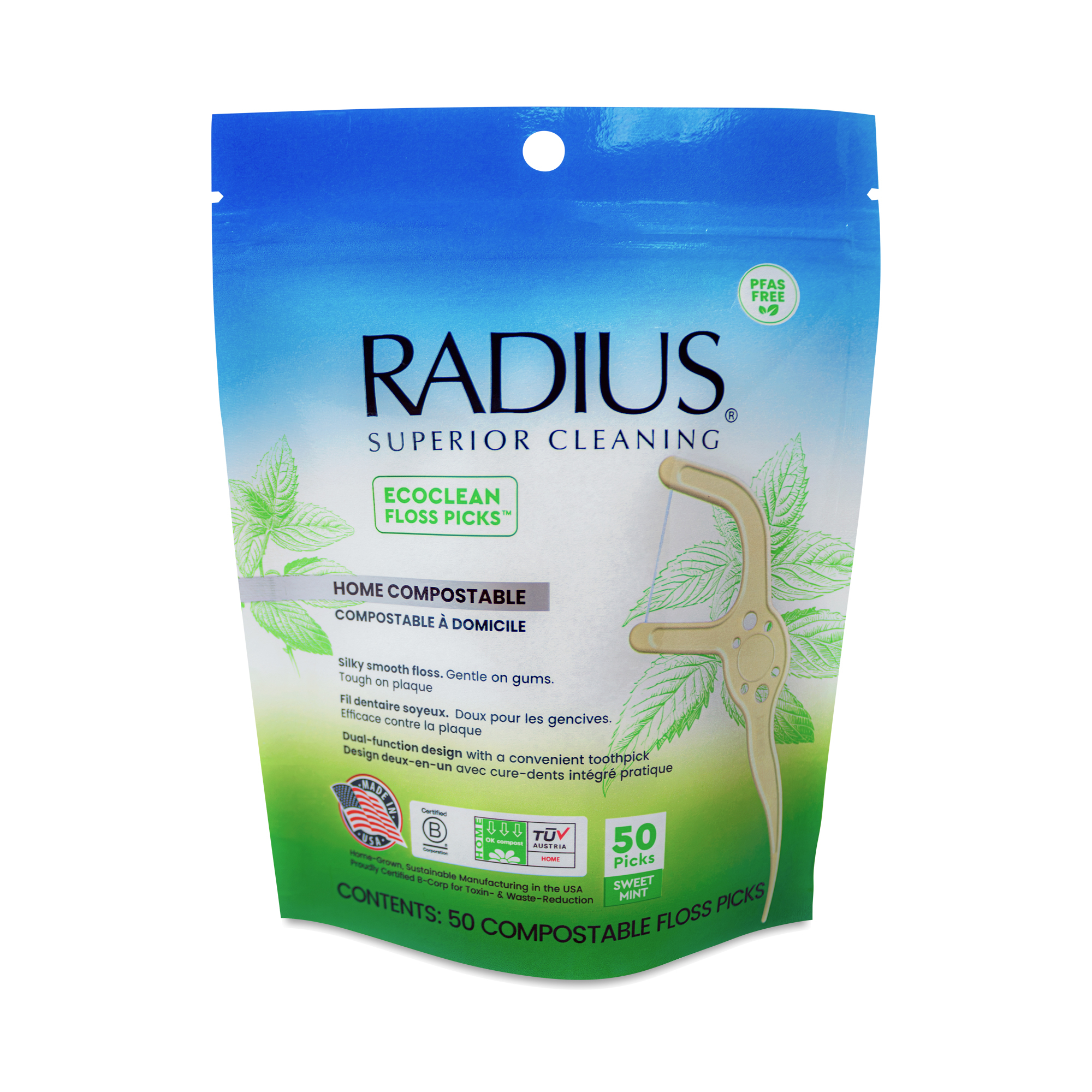 Radius EcoClean Floss Picks, Peppermint | Thrive Market