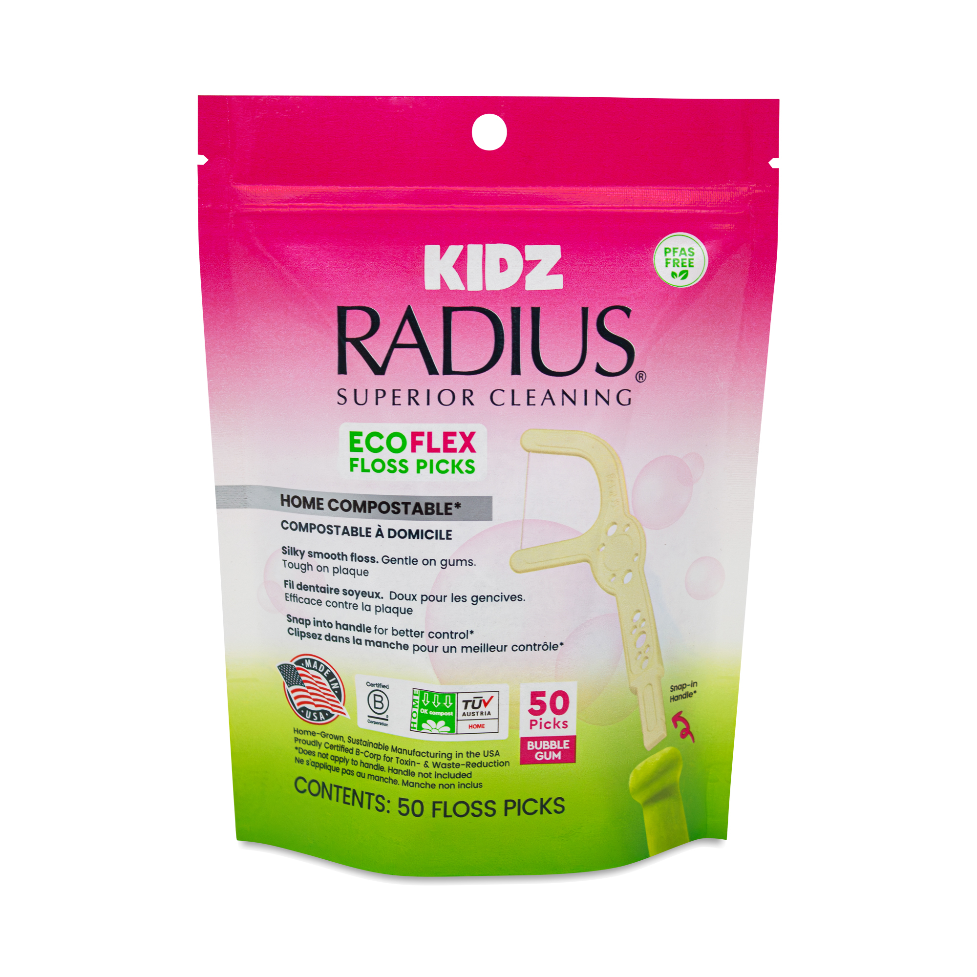 Radius Kids EcoFlex Floss Picks, Bubblegum | Thrive Market
