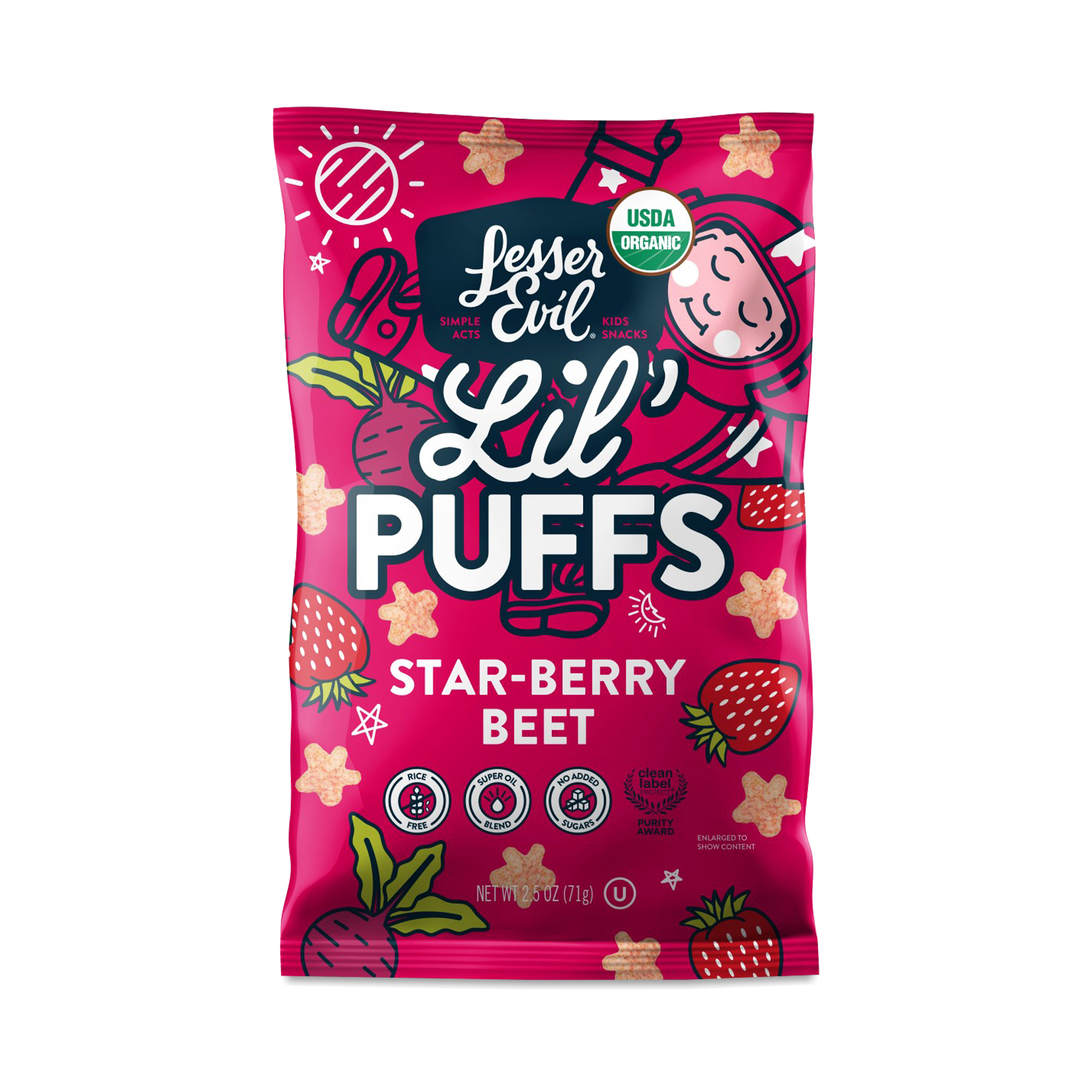 LesserEvil Lil Puffs, Star-berry Beet | Thrive Market
