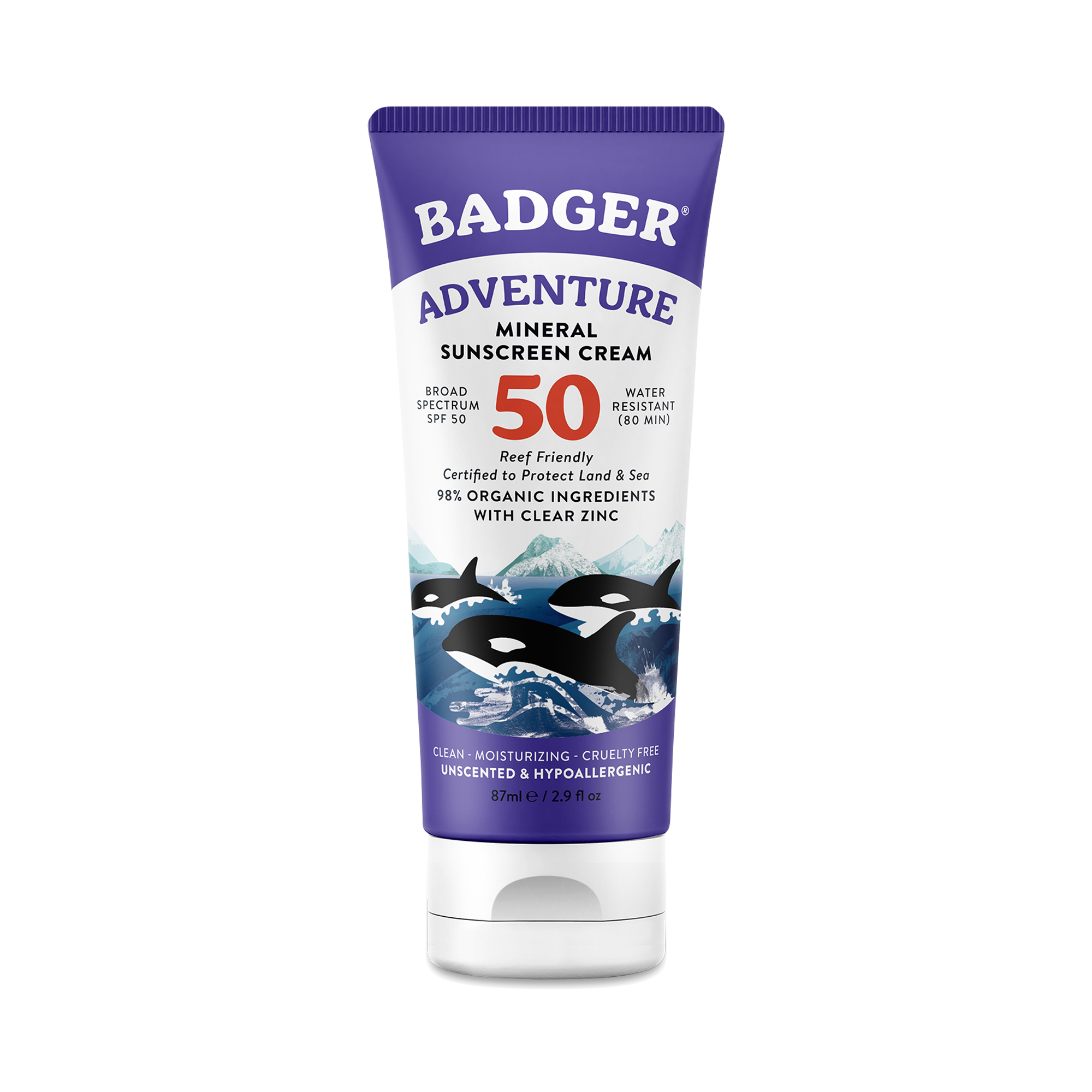 Badger Adventure Sport Mineral Sunscreen Cream, SPF 50 | Thrive Market