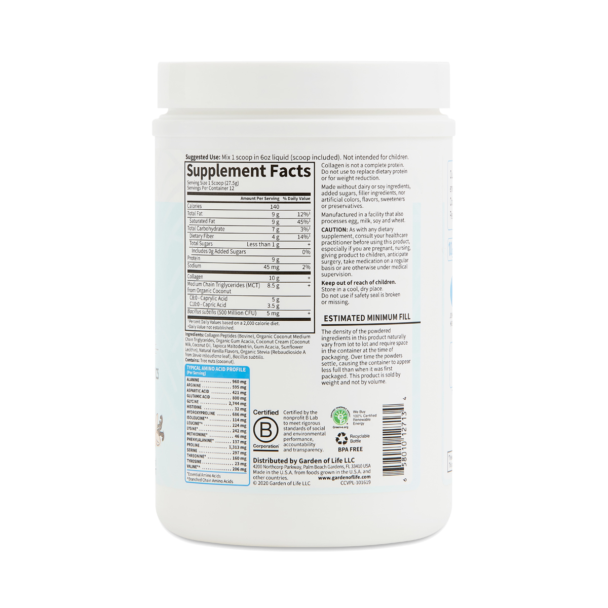 Garden of Life Collagen Creamer, Vanilla | Thrive Market