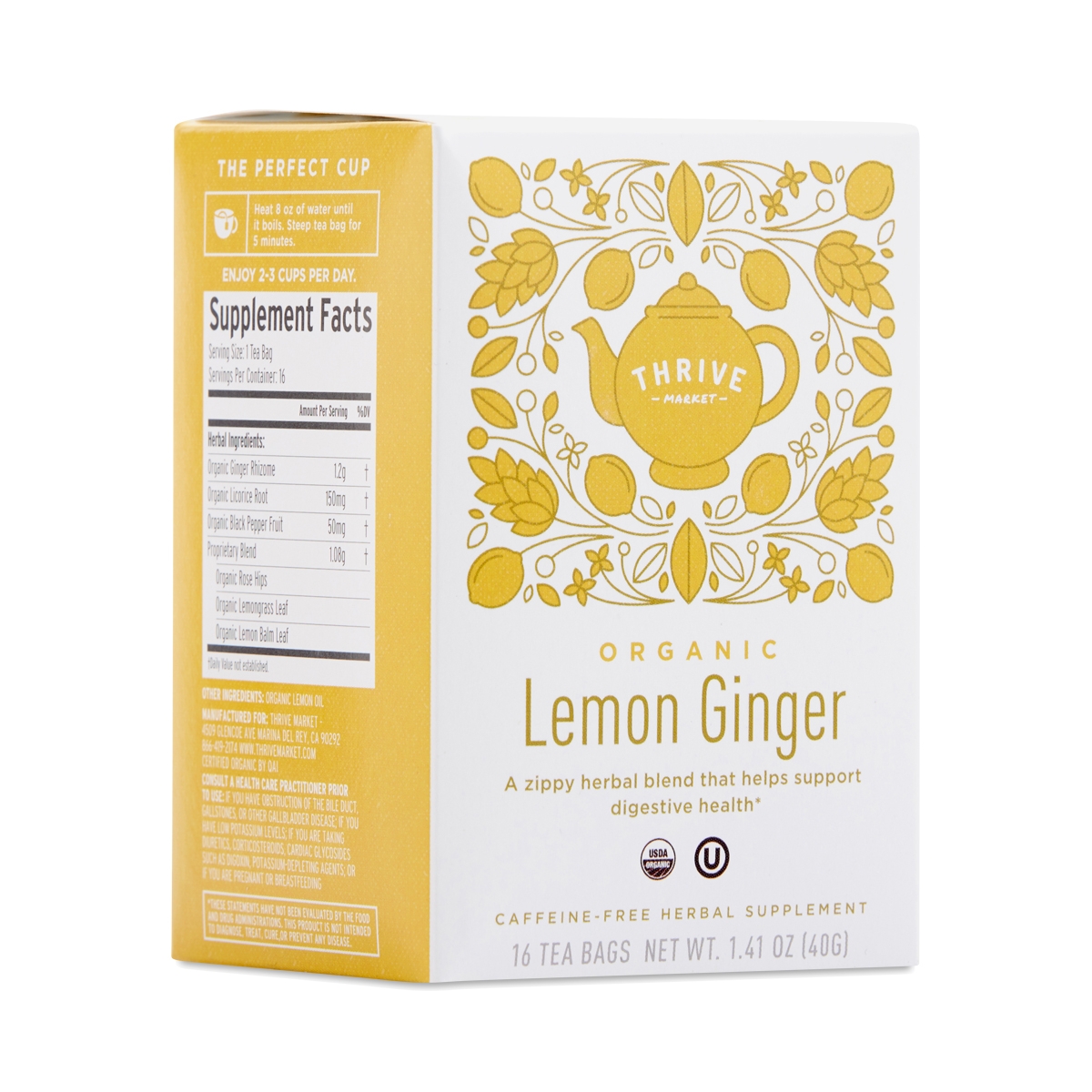 Organic Lemon Ginger Tea | Thrive Market