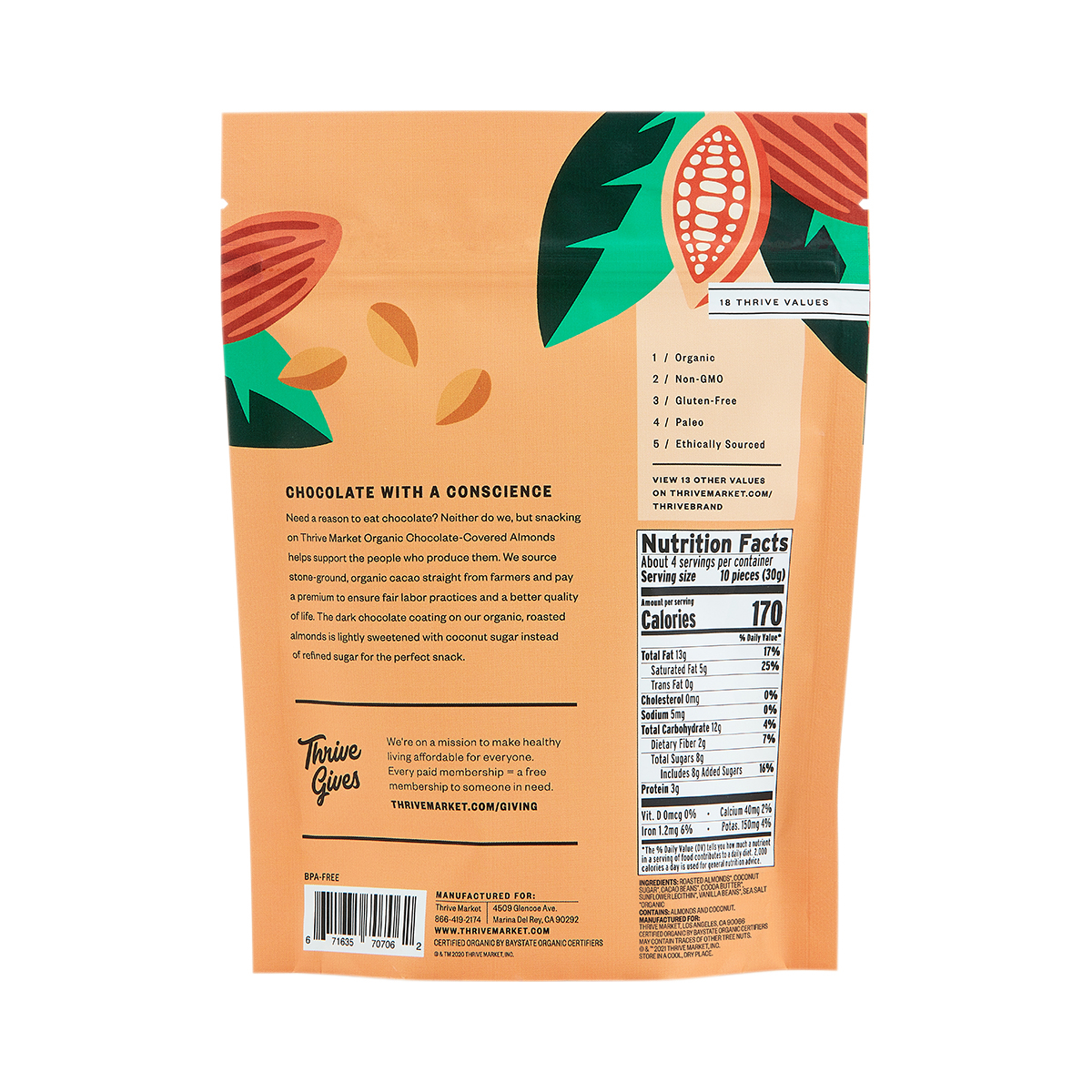 Organic Paleo Chocolate-Covered Almonds | Thrive Market