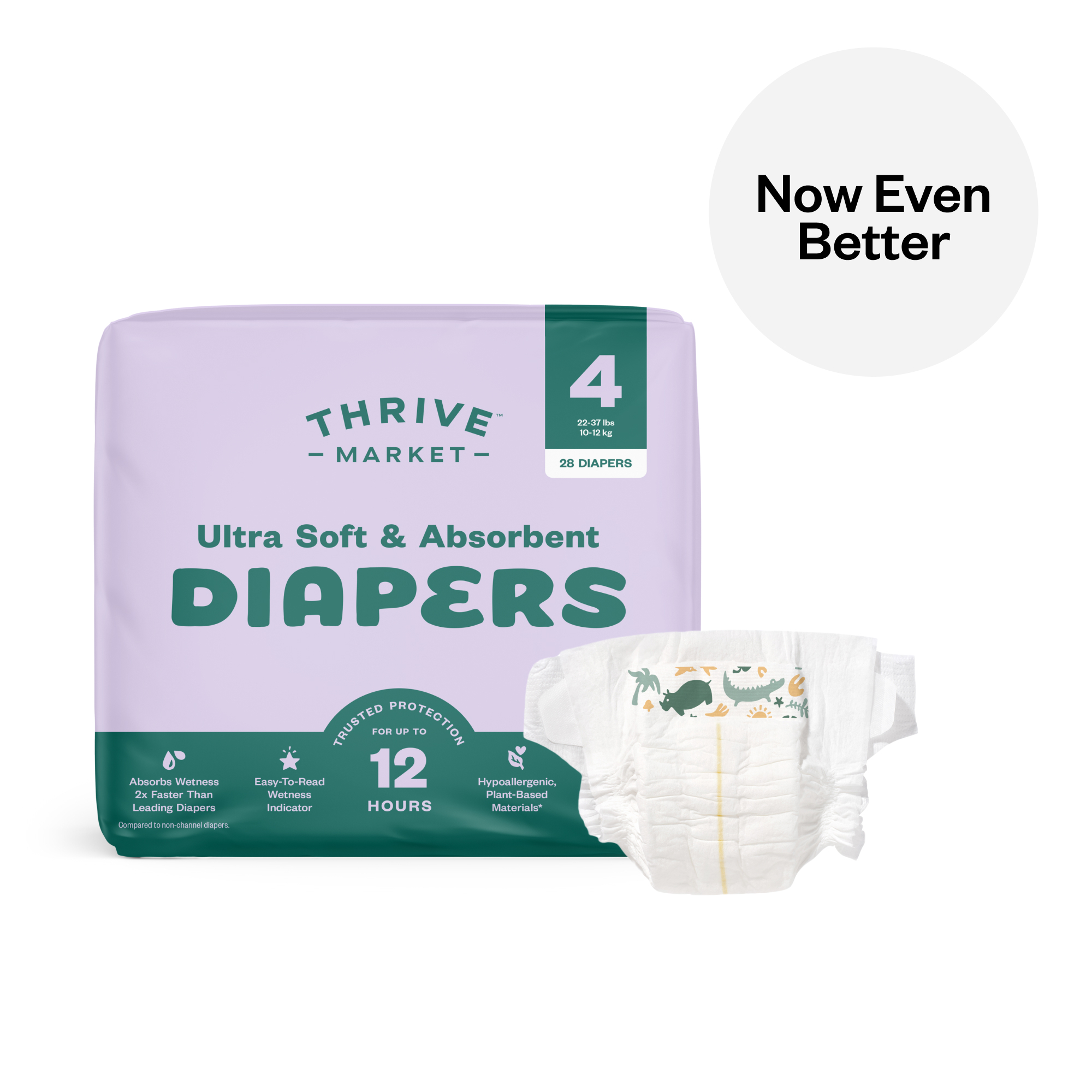 Thrive Market Brands Ultra Soft & Absorbent Diapers, Size 4 | Thrive Market