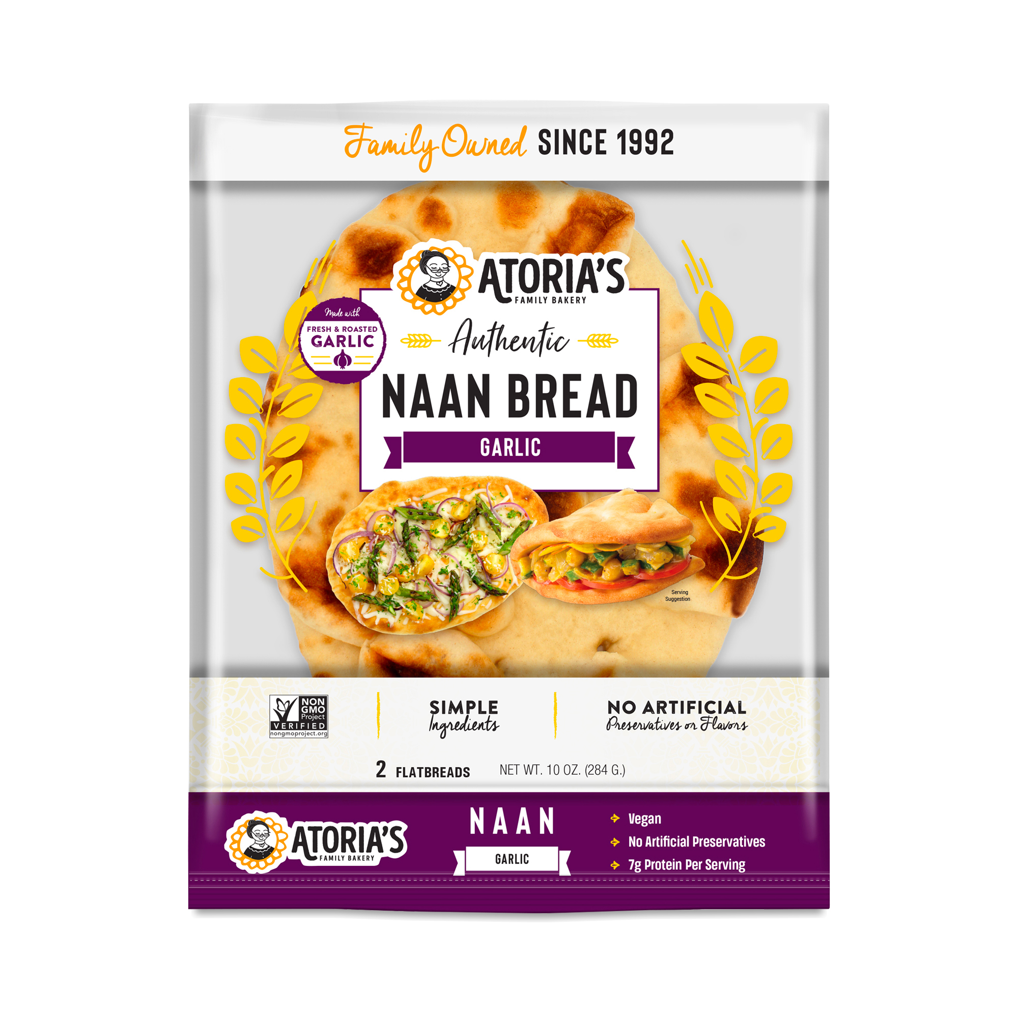 Atoria's Family Bakery Naan, Garlic | Thrive Market