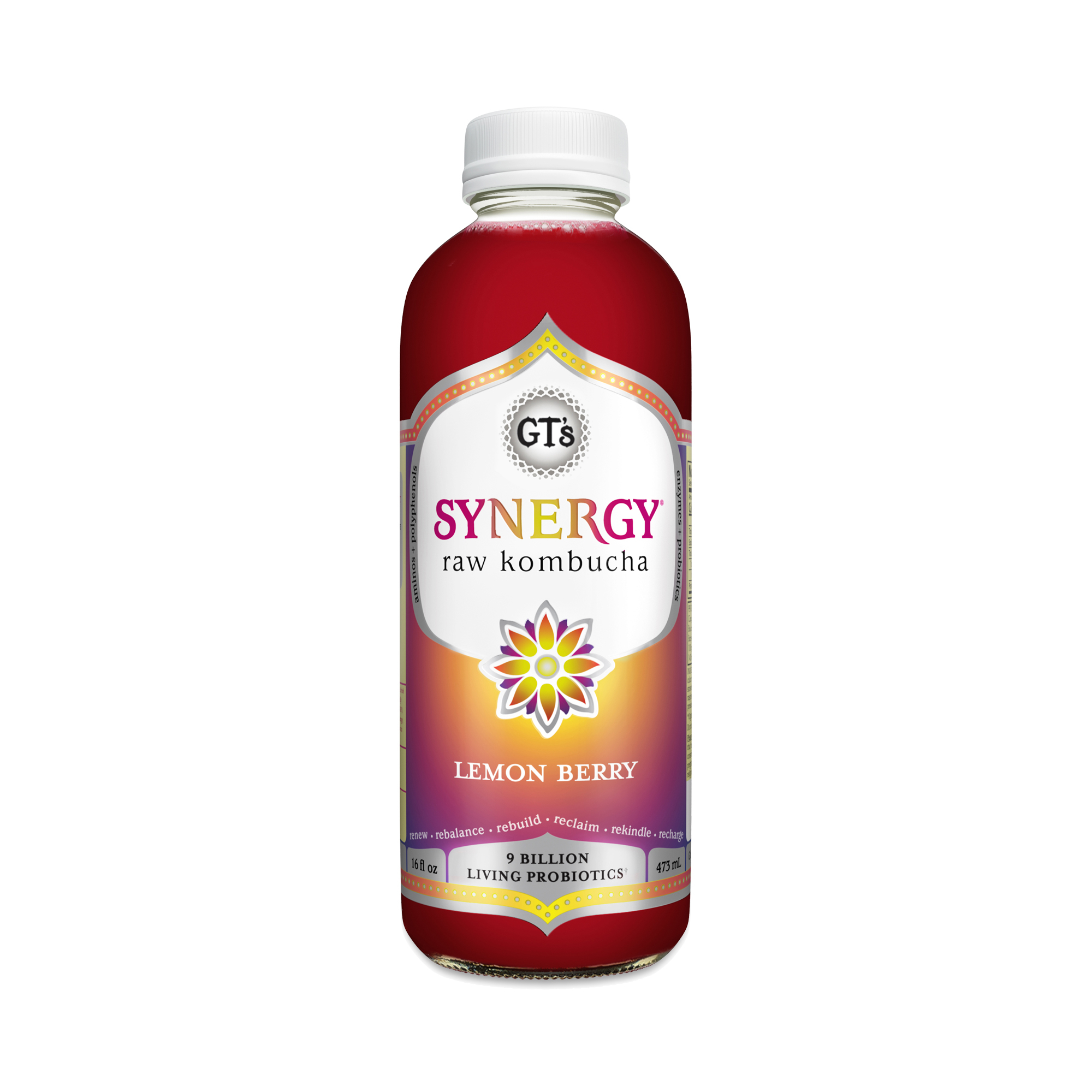 GT's Living Foods Synergy Raw Kombucha, Lemon Berry | Thrive Market