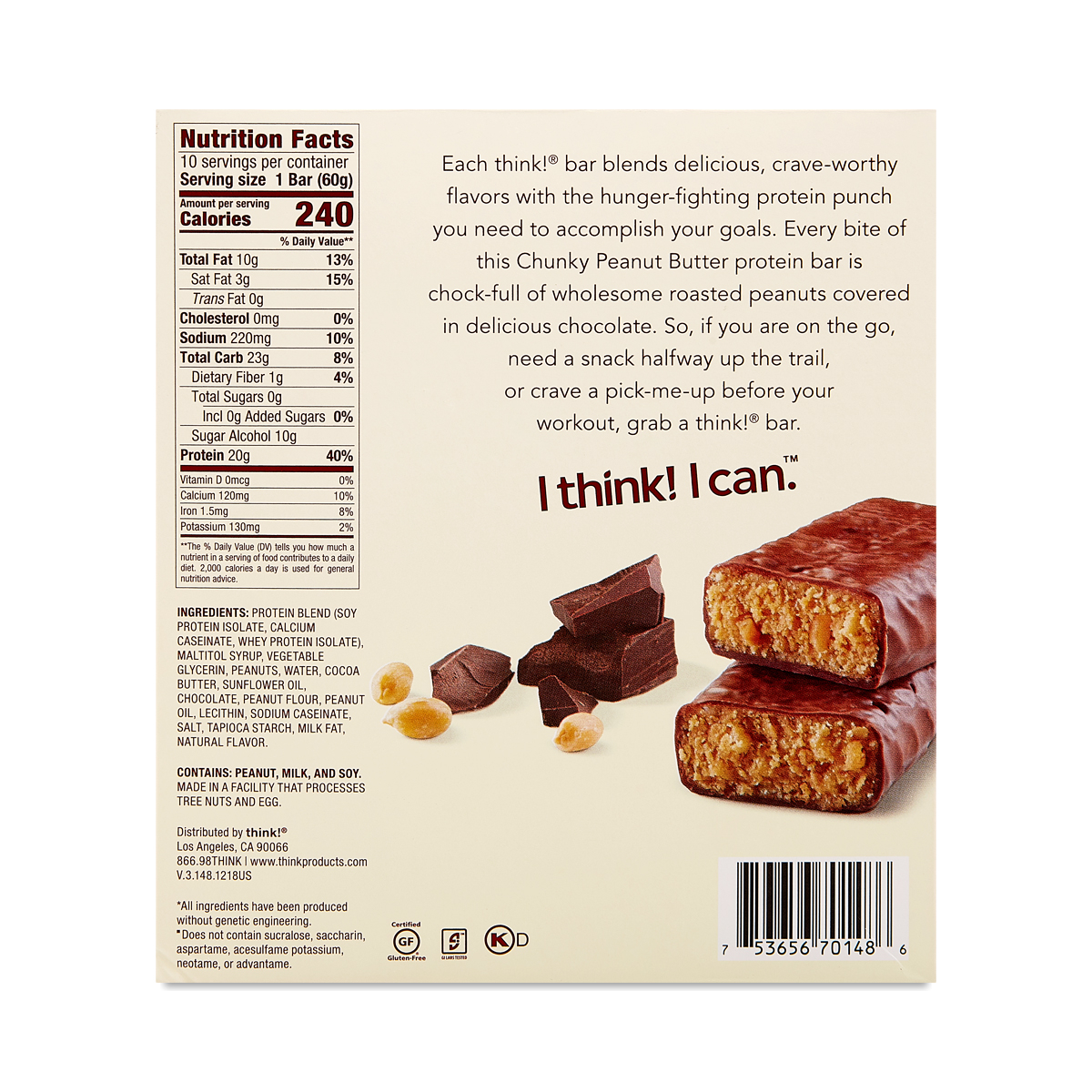 Chunky Peanut Butter Protein Bars by Think Thin - Thrive Market