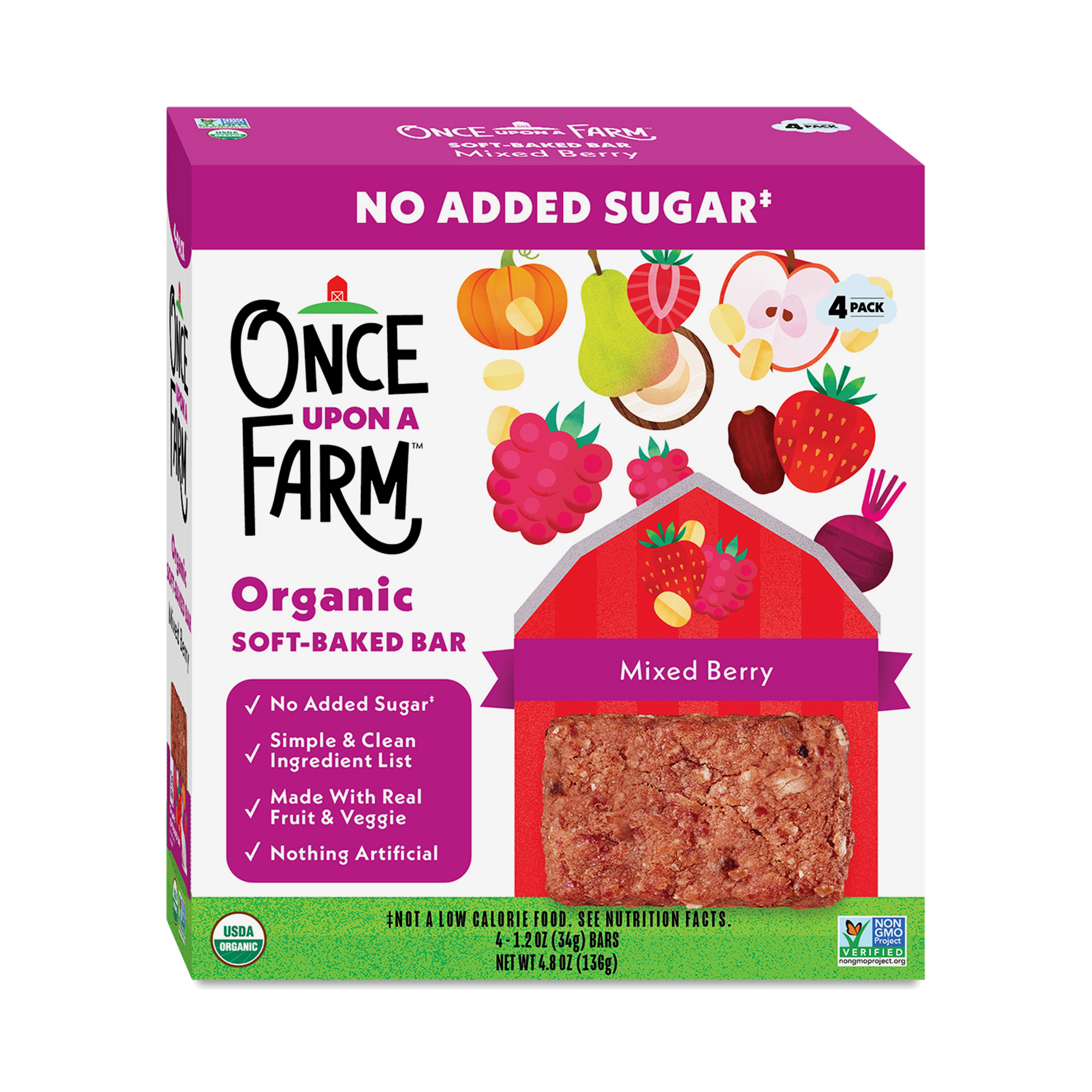 Once Upon A Farm Organic Soft-Baked Bar, Mixed Berry | Thrive Market
