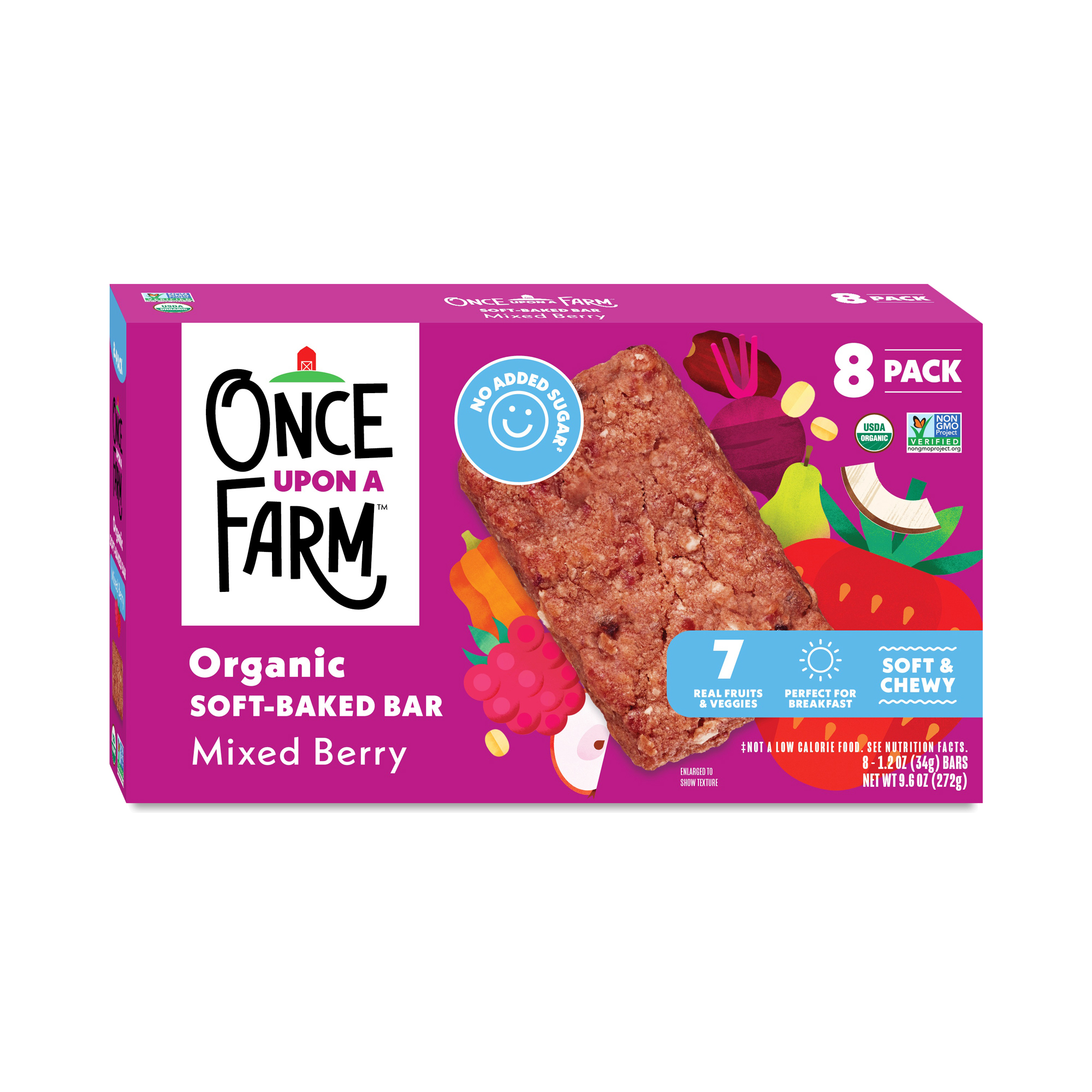 Once Upon A Farm Organic Soft-Baked Bar, Mixed Berry, Value Size ...