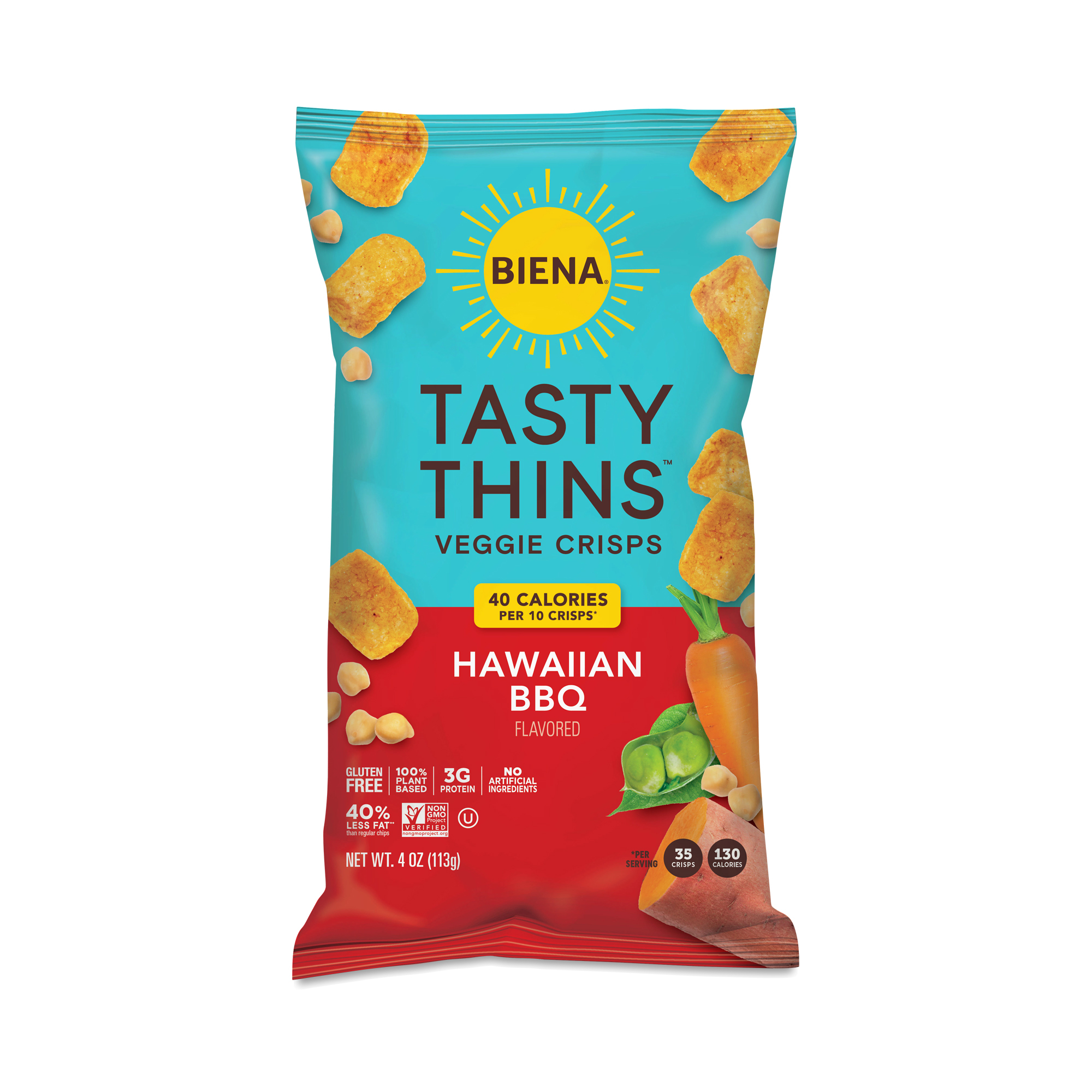 Biena Tasty Thins Chickpea Veggie Crisps, Hawaiian BBQ | Thrive Market
