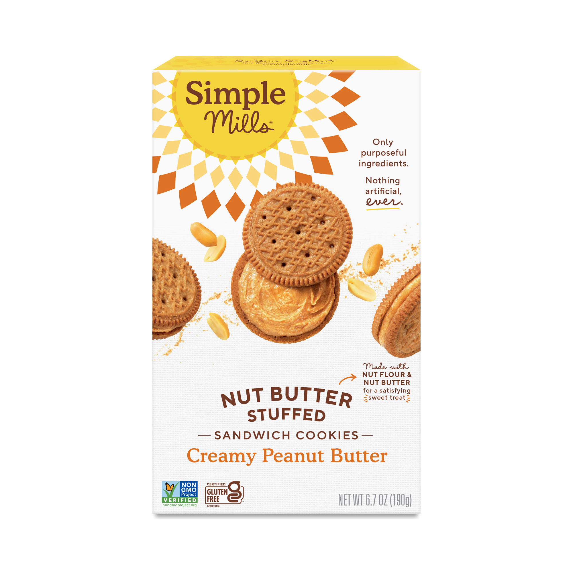 Simple Mills Nut Butter Stuffed Sandwich Cookies, Creamy Peanut Butter ...