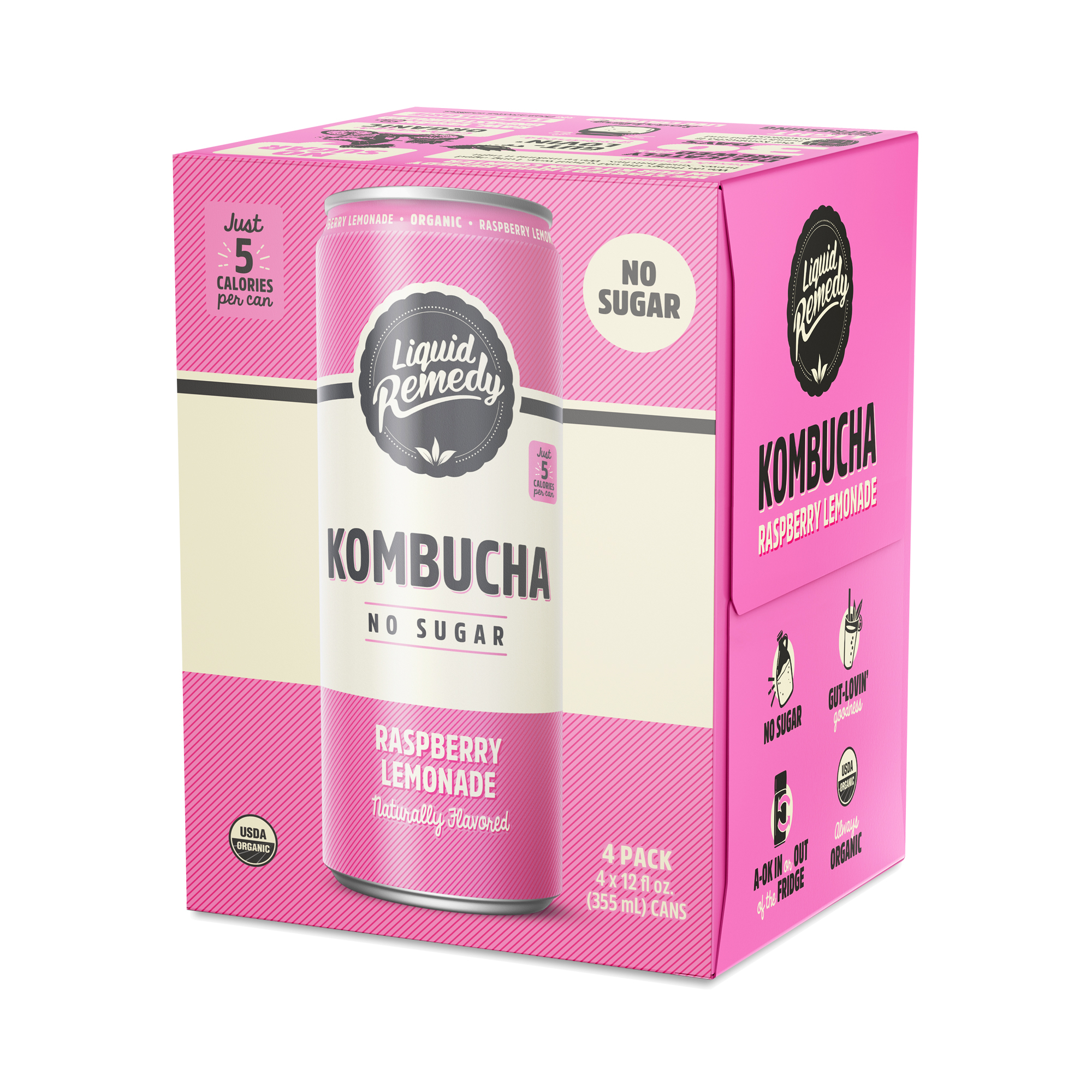 Liquid Remedy No Sugar Kombucha, Raspberry Lemonade | Thrive Market