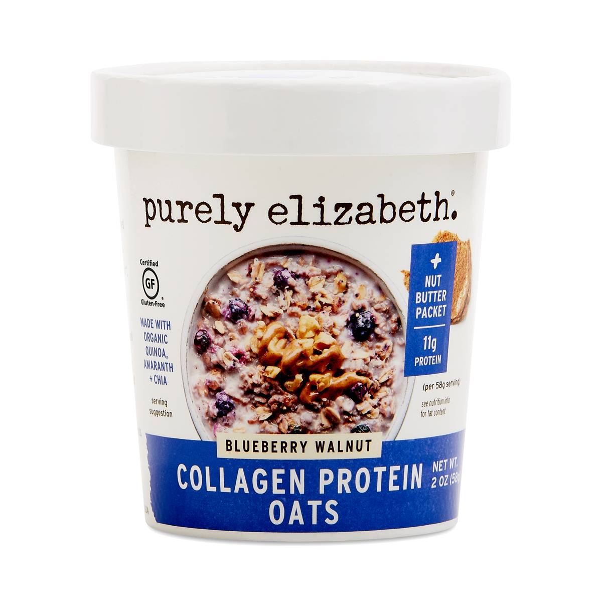 Purely Elizabeth Collagen Protein Oats Cup, Blueberry Walnut - Thrive ...