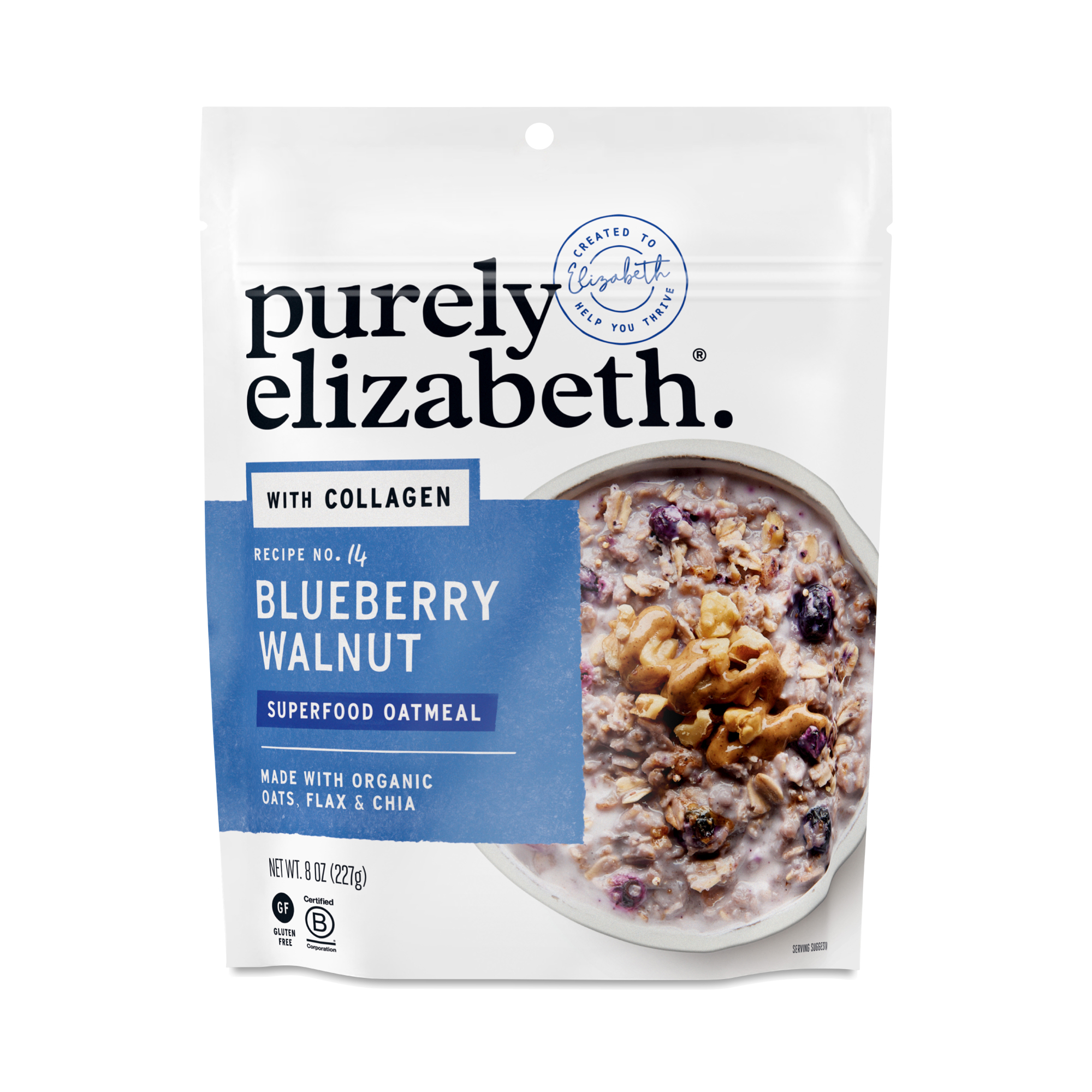 Purely Elizabeth Superfood Oatmeal & Collagen, Blueberry Walnut ...
