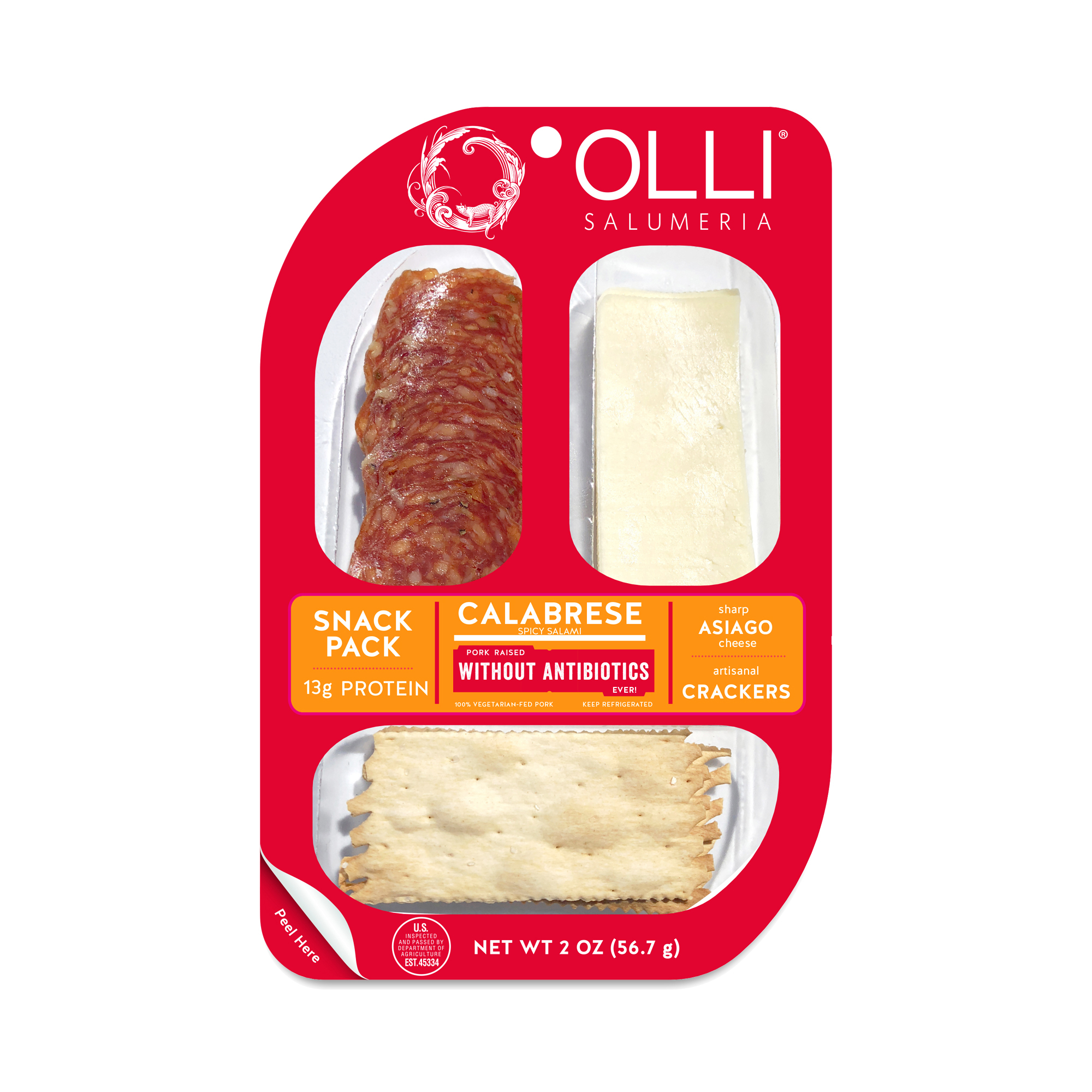 Olli Salumeria Snack Pack, Calabrese Salami, Asiago & Crackers | Thrive ...