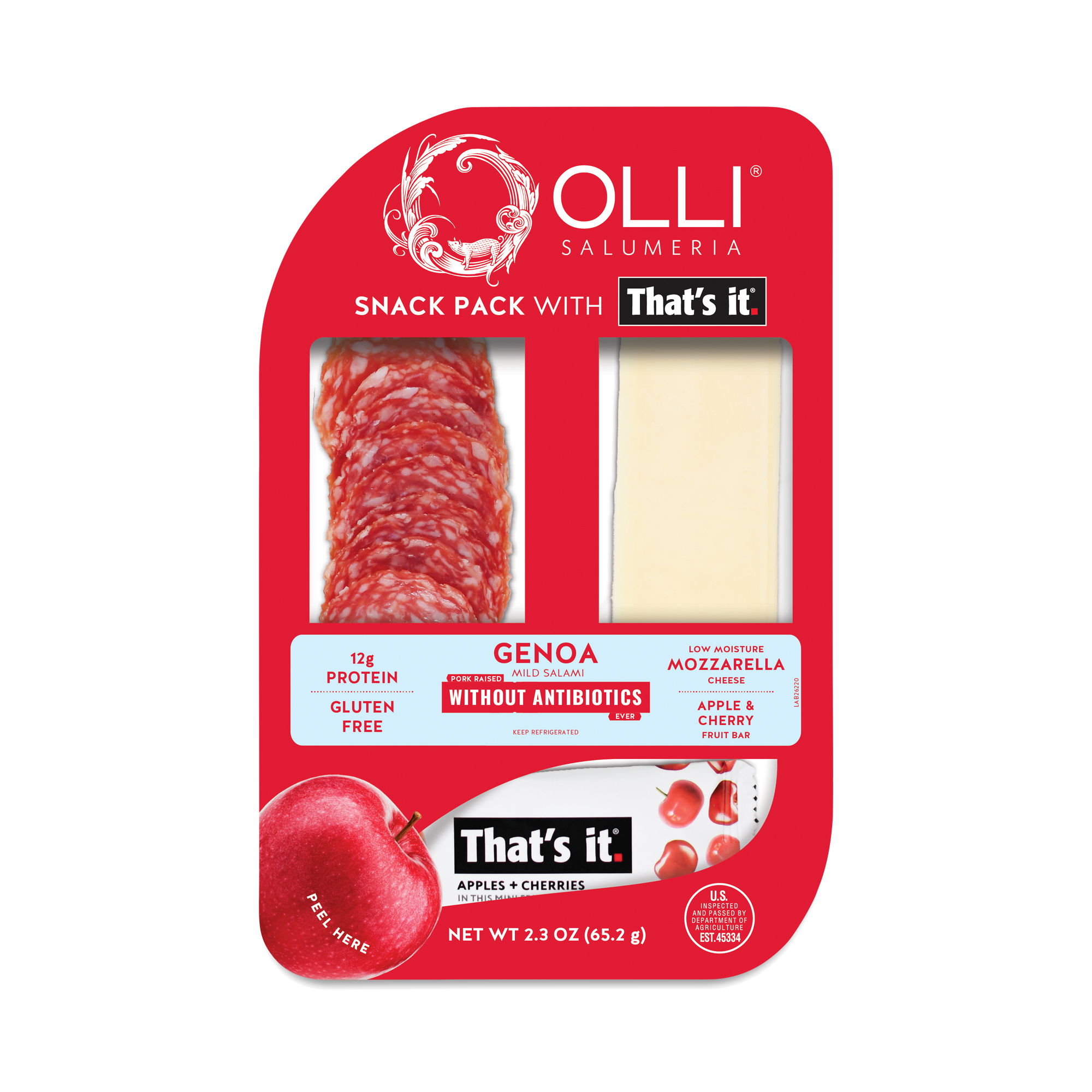 Olli Salumeria Snack Pack, Genoa Salami, Mozzarella & That's It Bar ...