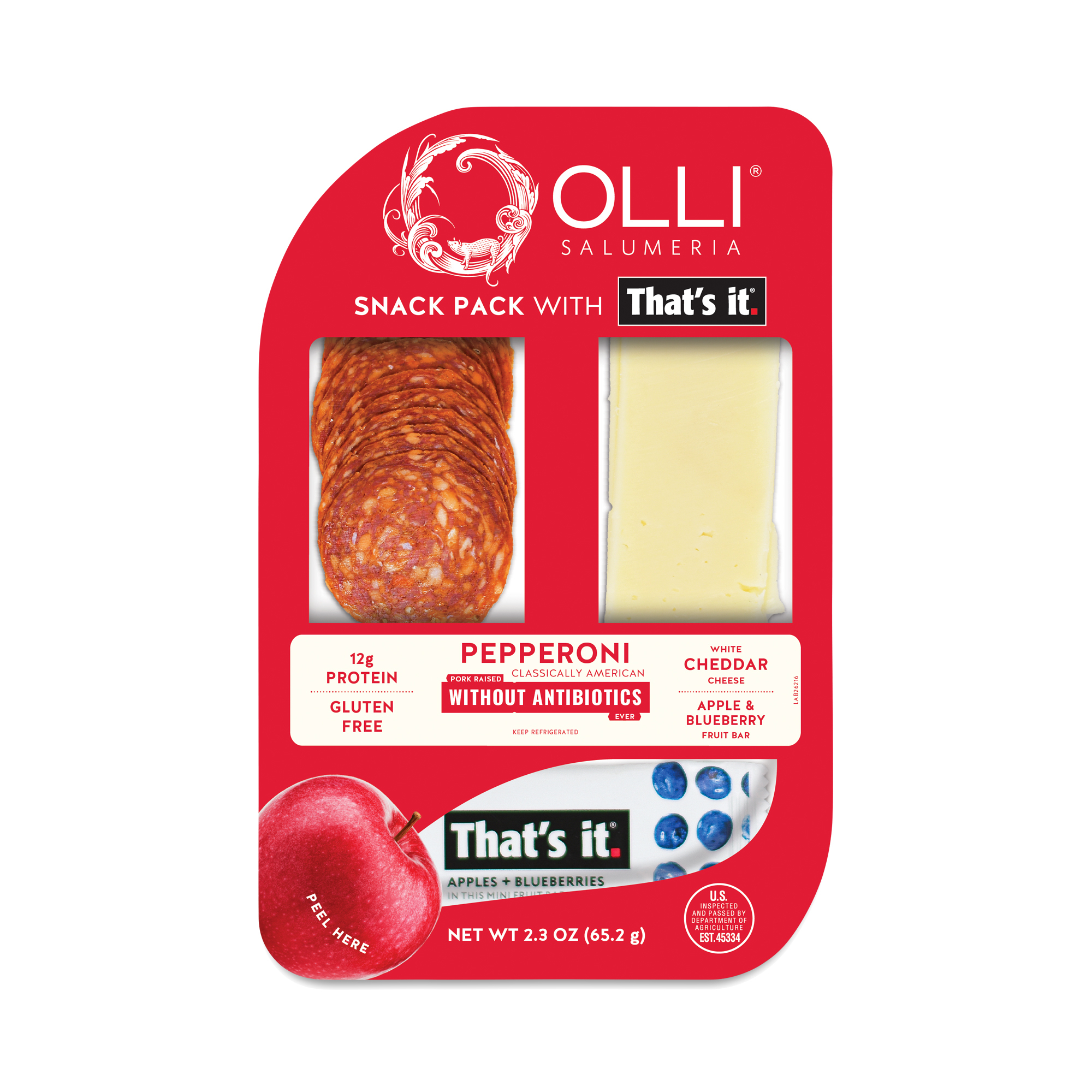 Olli Salumeria Snack Pack, Pepperoni, White Cheddar & That's It Bar ...