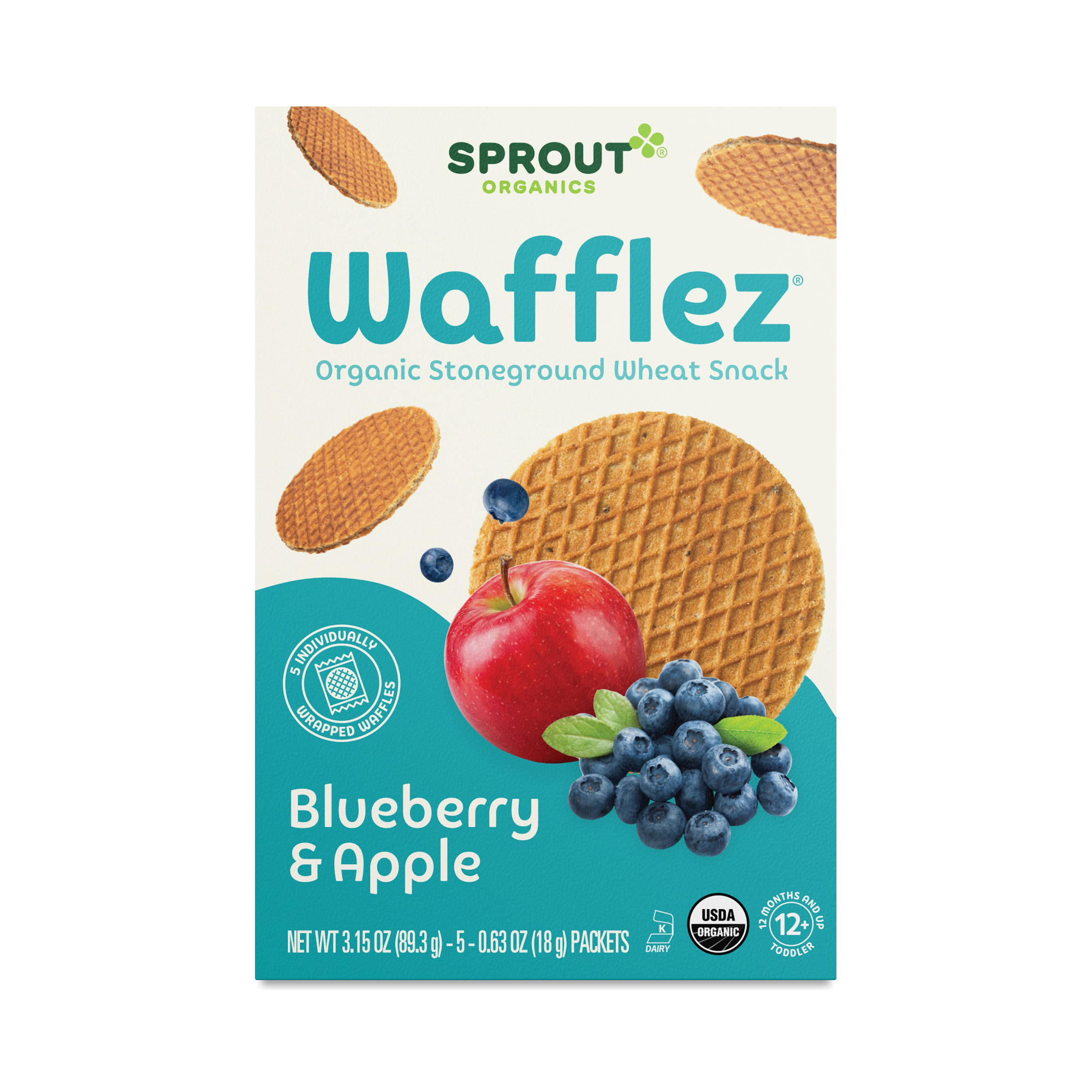 Sprout Organics Wafflez Stoneground Wheat Snack, Blueberry & Apple ...