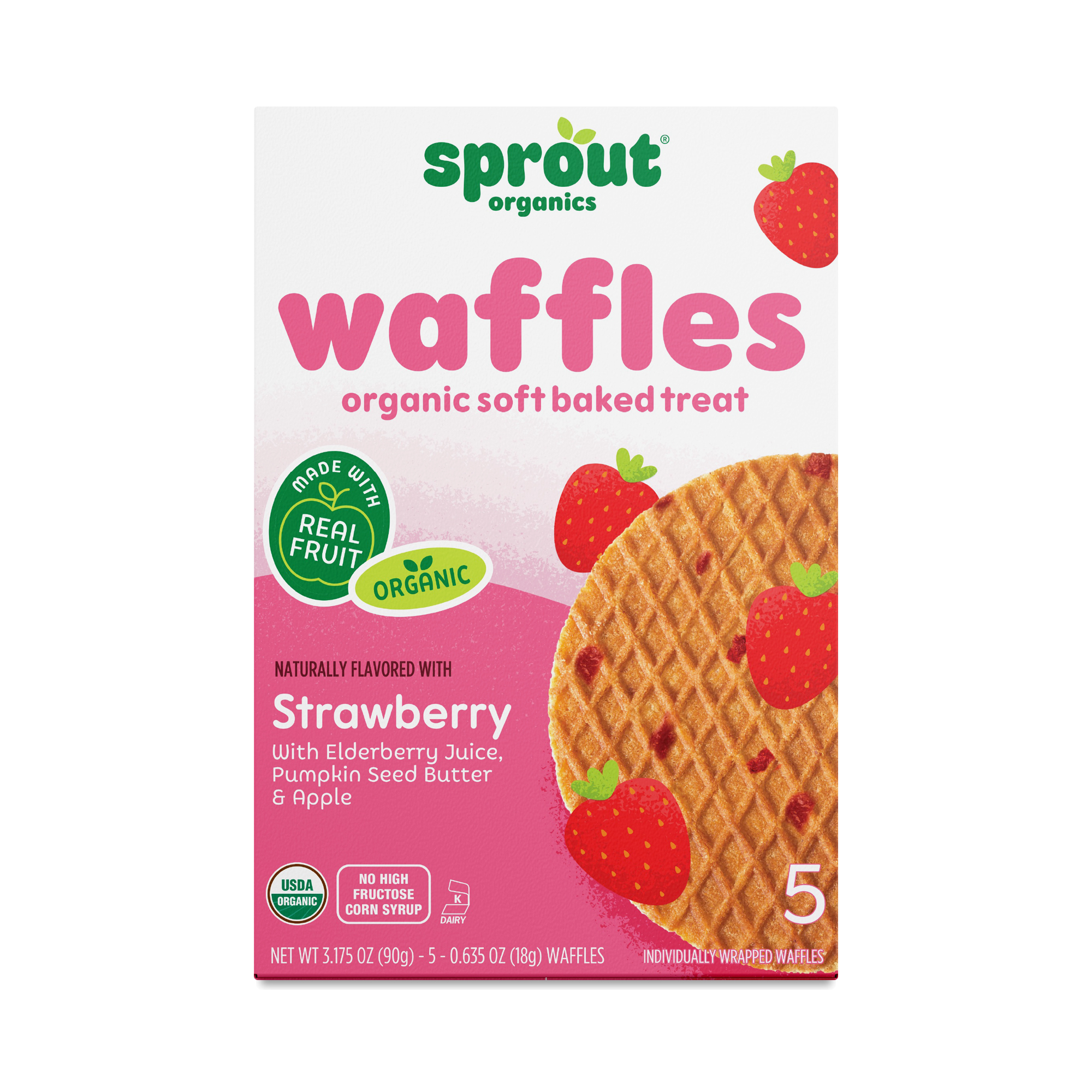 Sprout Organics Soft Baked Waffles, Strawberry | Thrive Market