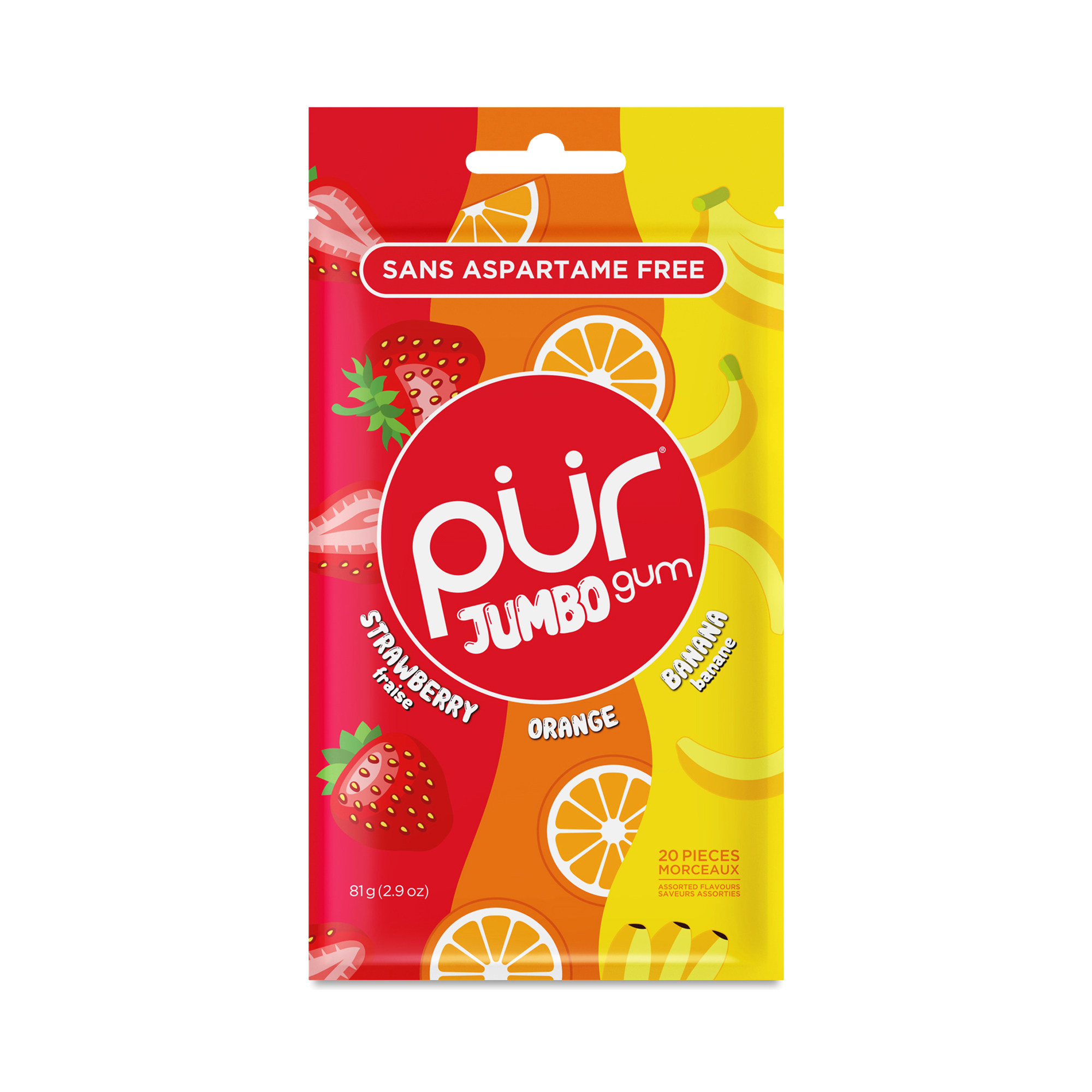 The PUR Company Jumbo Gum, Strawberry, Orange & Banana | Thrive Market