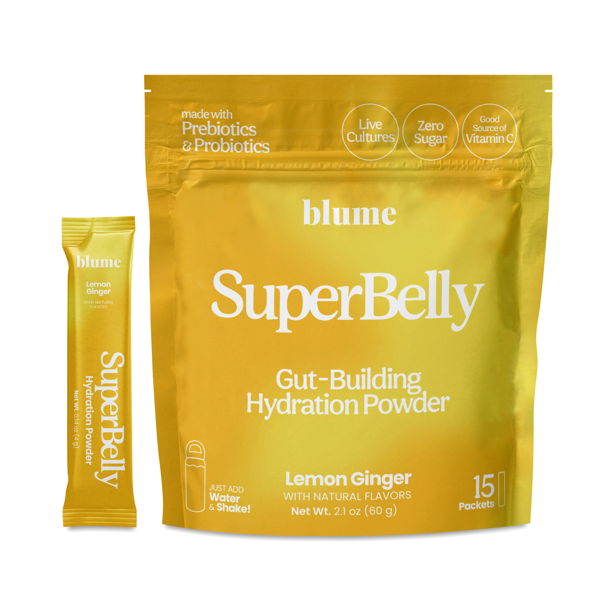 Blume SuperBelly Gut-Building Hydration Powder, Lemon Ginger | Thrive ...