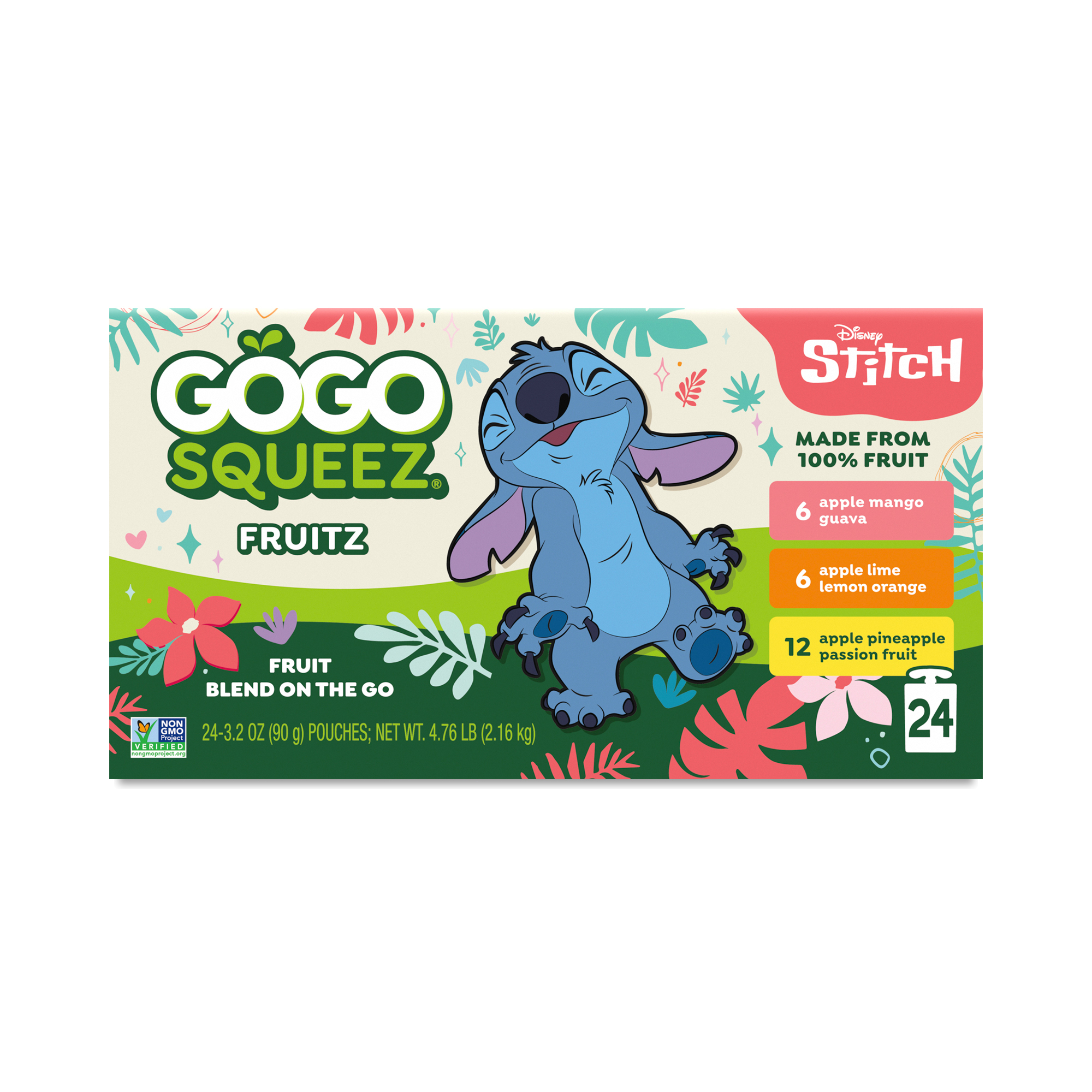 GoGo squeeZ Fruit Blend Applesauce Variety Pack, Disney Stitch ...