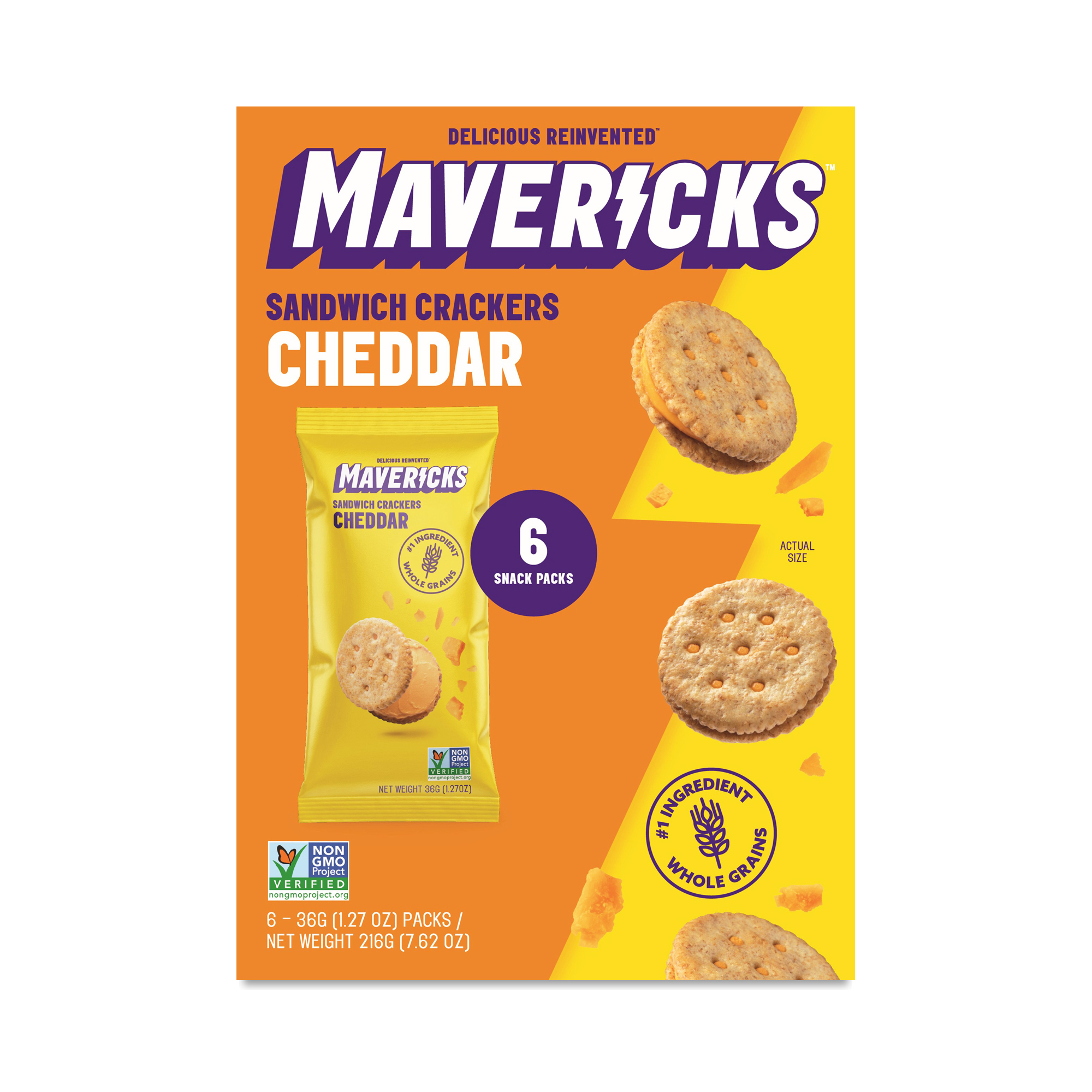 Mavericks Snacks Sandwich Crackers Snack Packs, Cheddar | Thrive Market