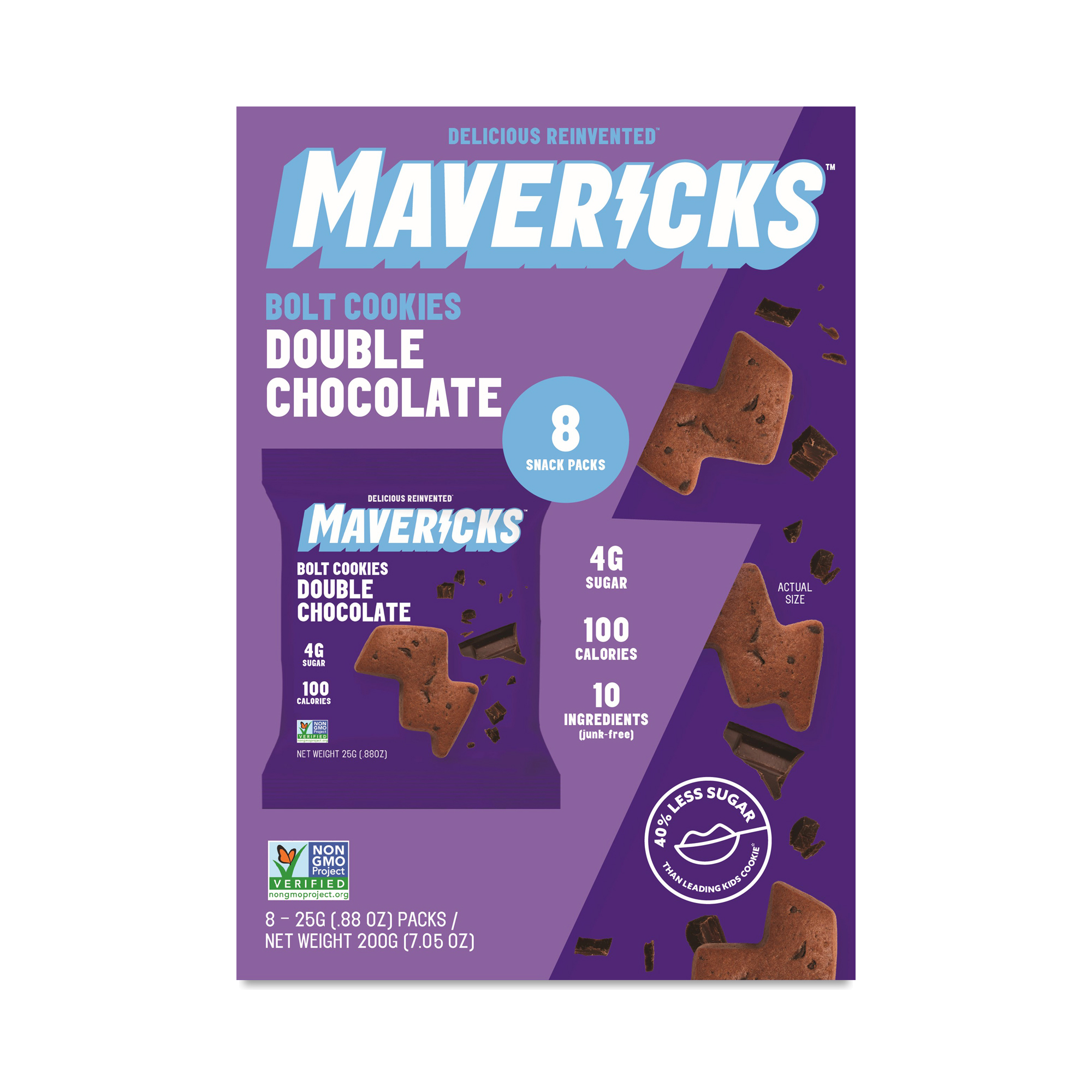 Mavericks Snacks Bolt Cookies Snack Packs, Double Chocolate | Thrive Market