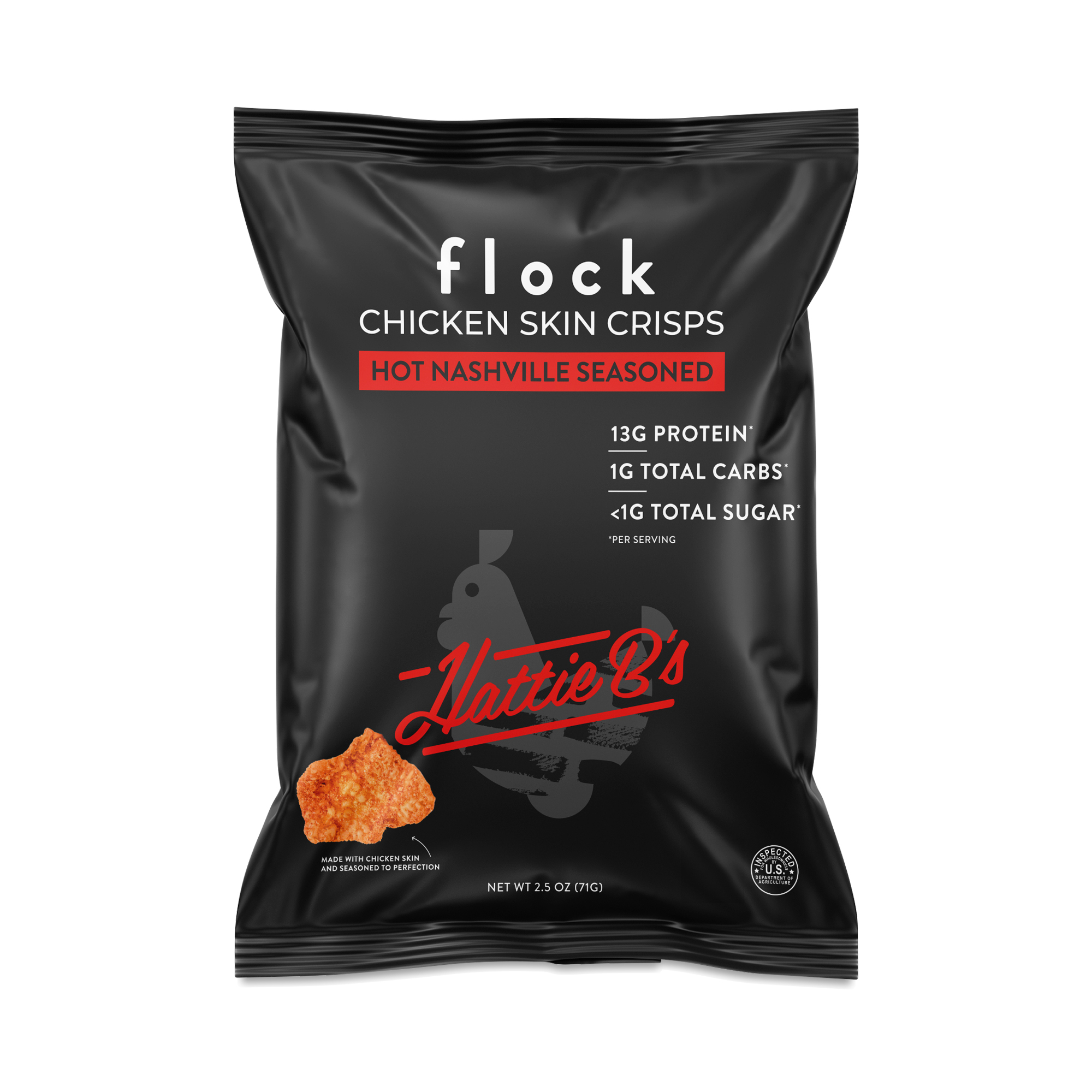 Flock Foods Chicken Skin Crisps, Hattie B's Hot Nashville Seasoned ...
