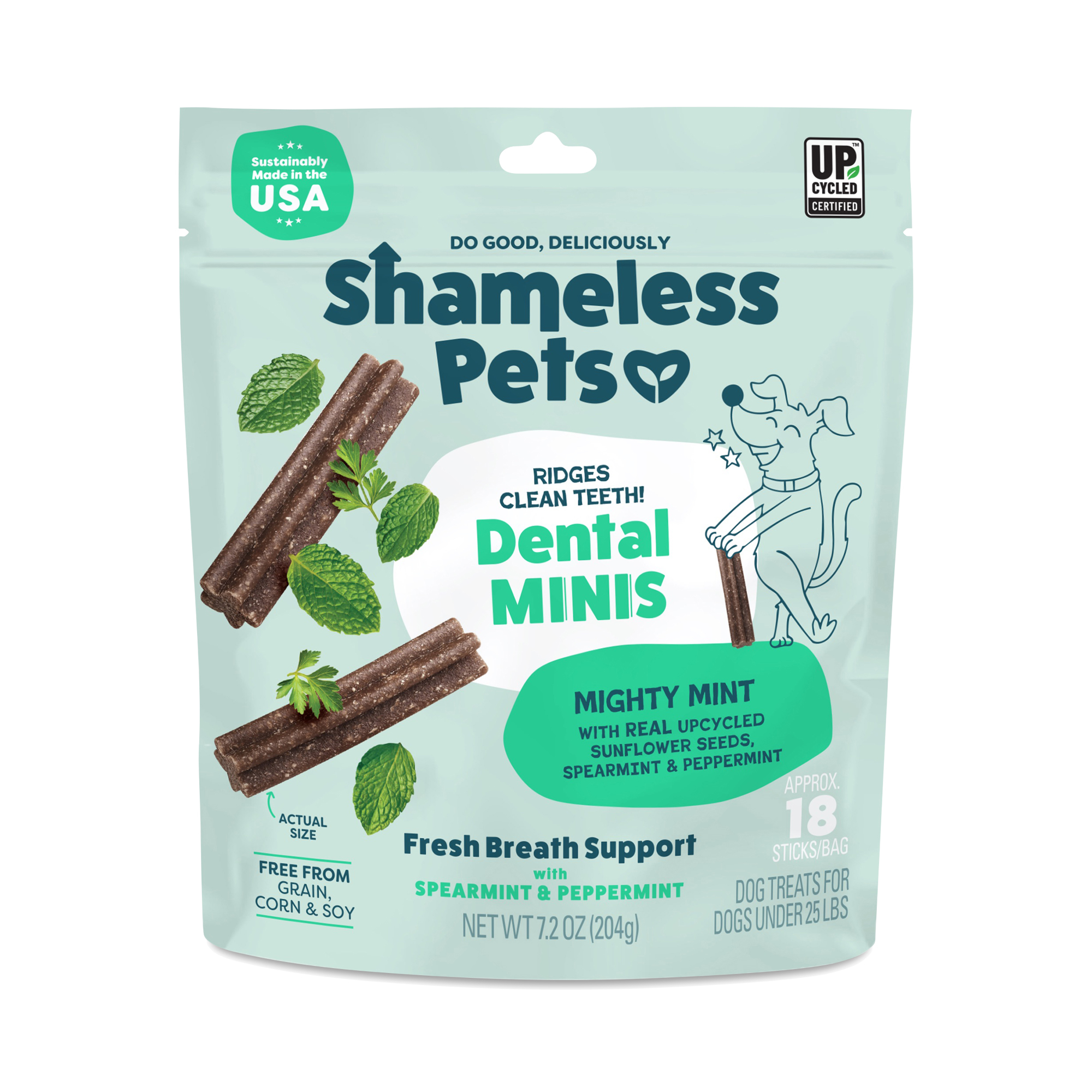 Shameless Pets Mini Dental Sticks Dog Treats, Mighty Mint | Thrive Market