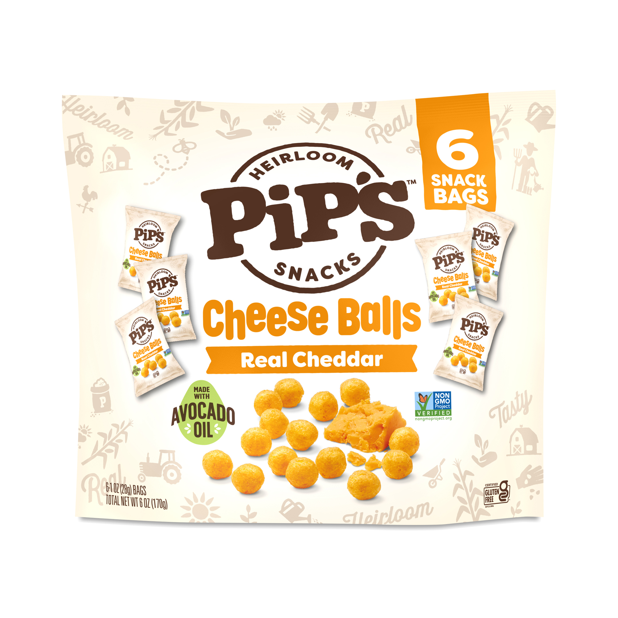 Pip's Heirloom Snacks Cheese Balls, Real Cheddar, Snack Pack | Thrive ...