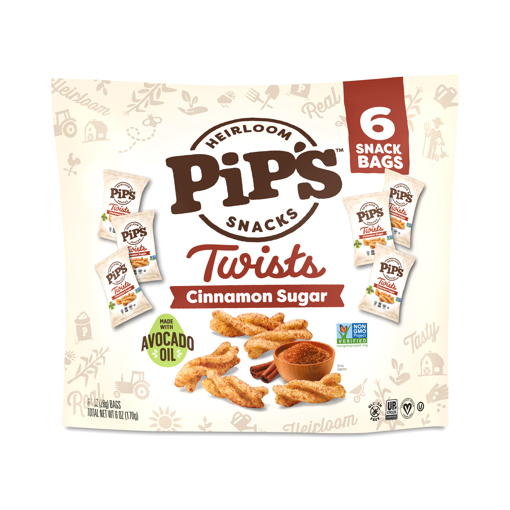 Pip's Heirloom Snacks Twists, Cinnamon Sugar, Snack Pack | Thrive Market