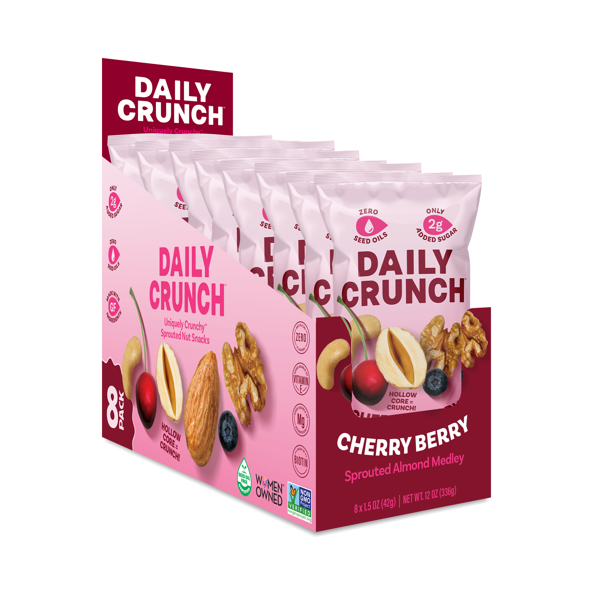 Daily Crunch Snacks Sprouted Almond Medley, Cherry Berry Snack Packs ...