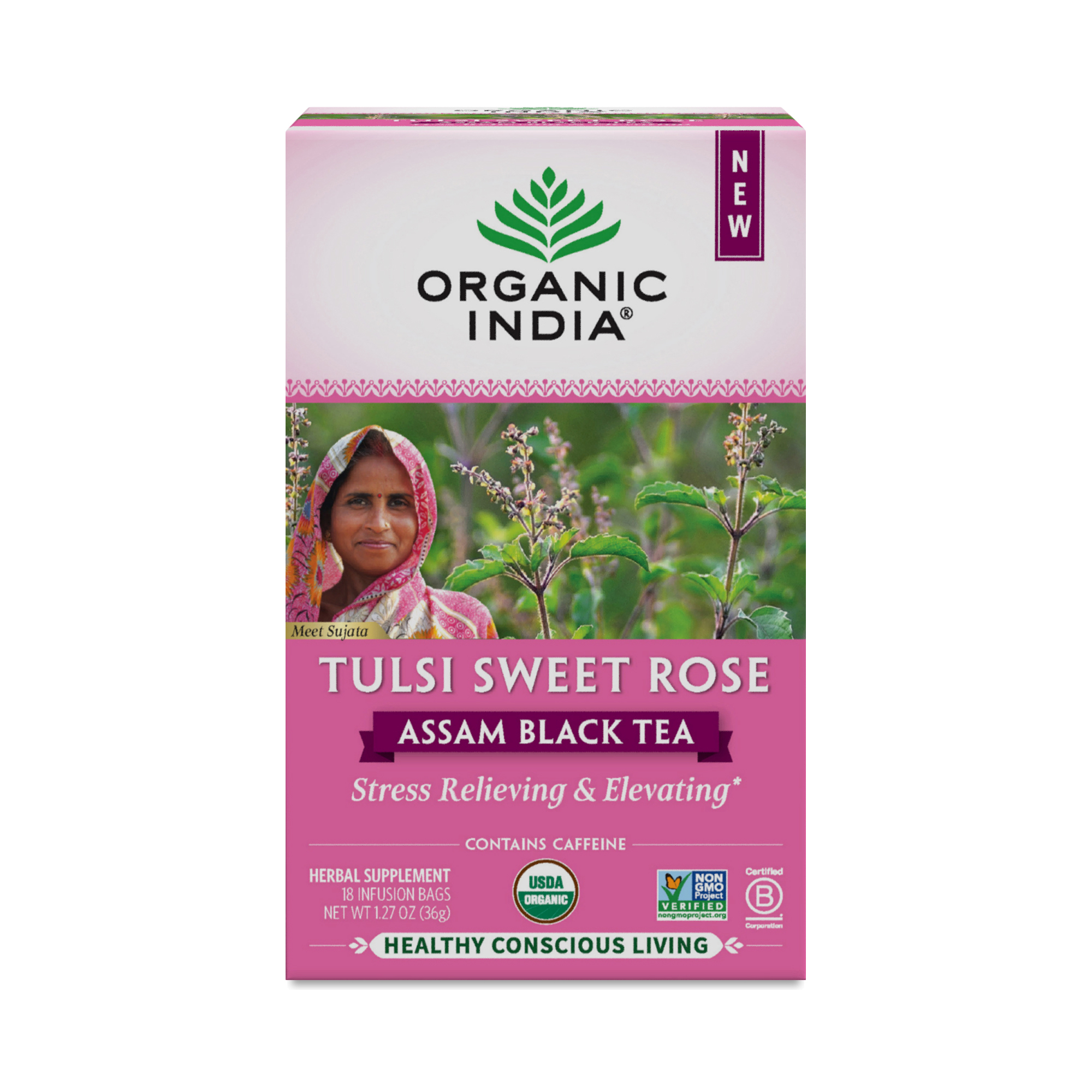 Organic India Tulsi Sweet Rose Assam Black Tea | Thrive Market