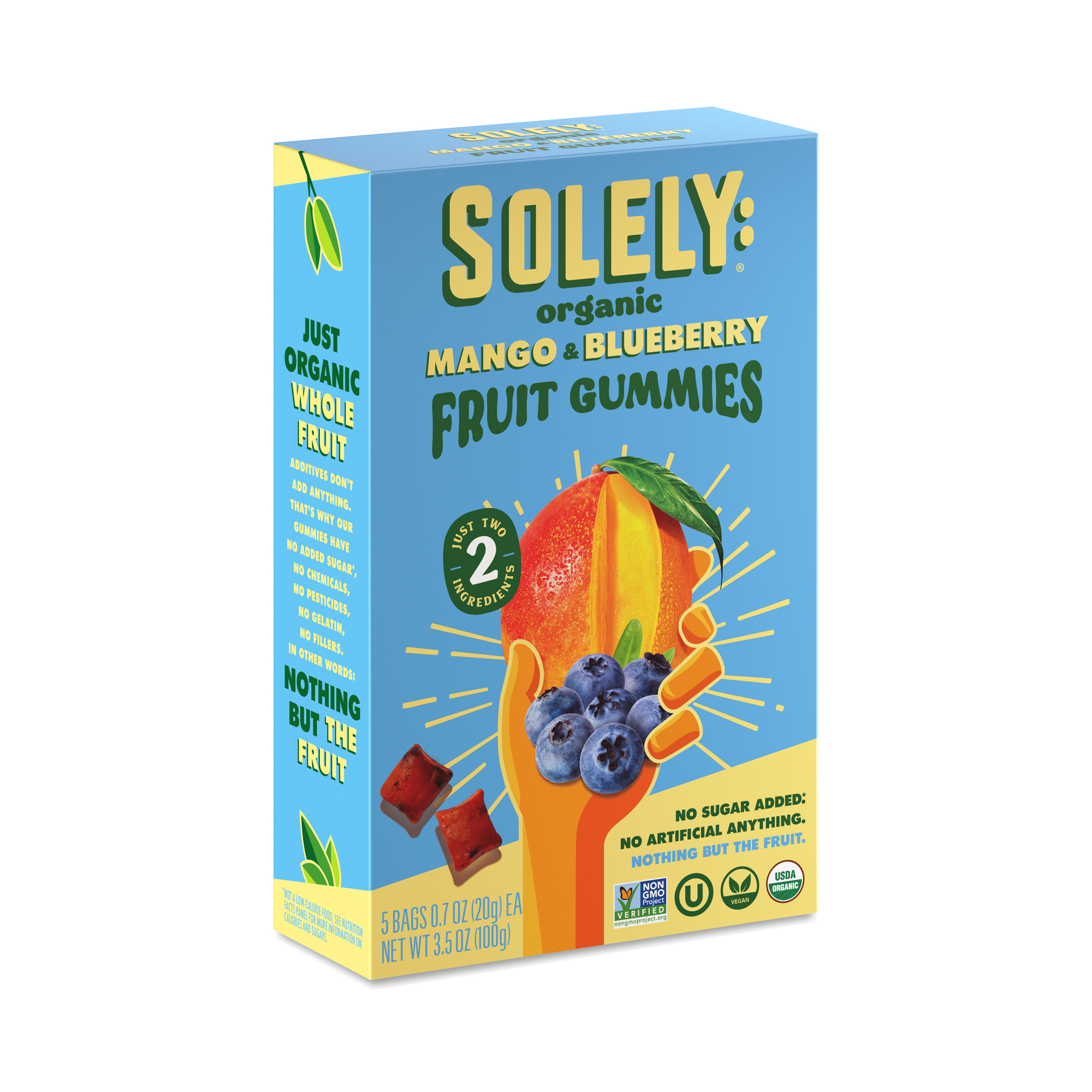Solely Organic Whole Fruit Gummies, Mango & Blueberry, Snack Pack ...