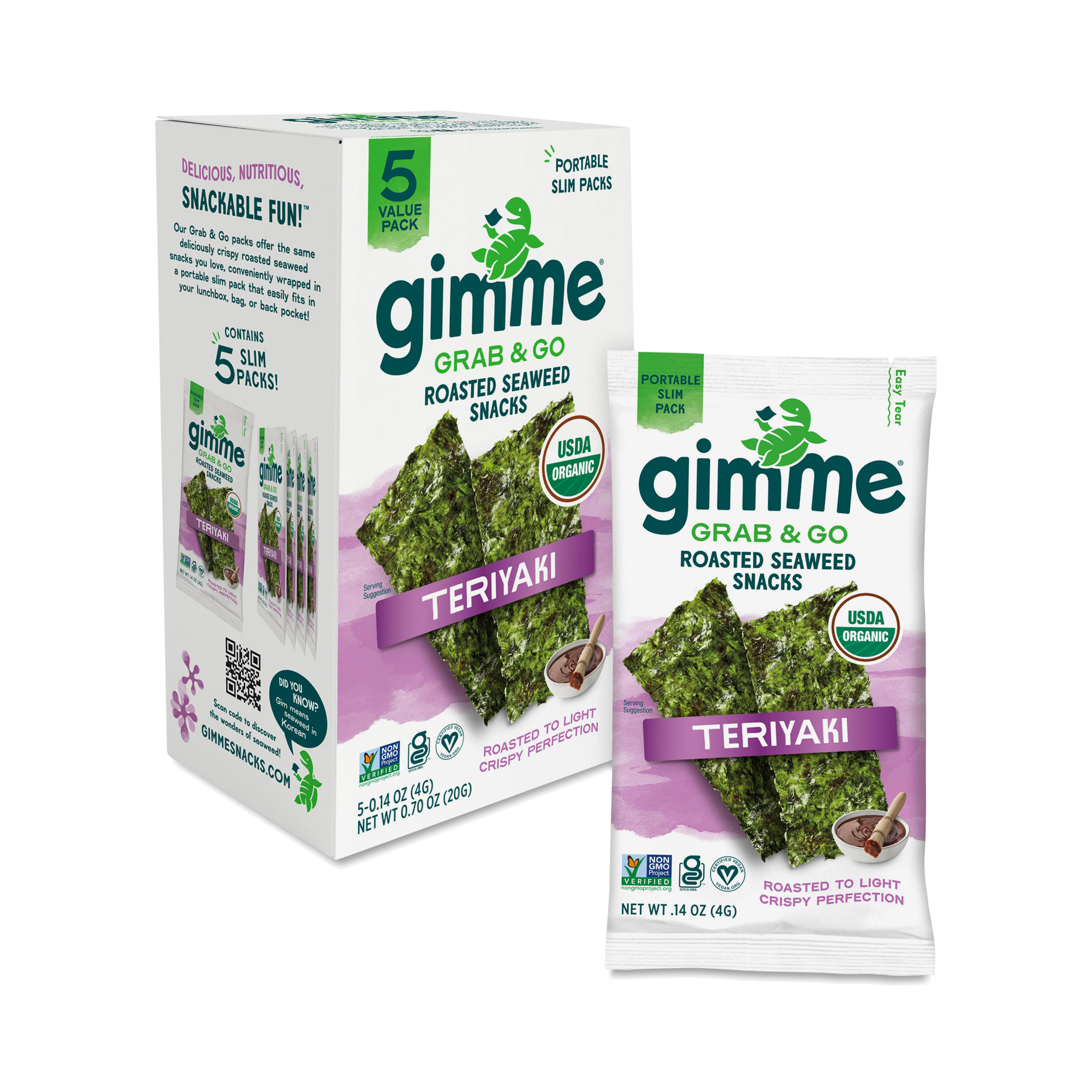 Gimme Organic Roasted Seaweed, Teriyaki, Grab & Go Snack Pack | Thrive ...