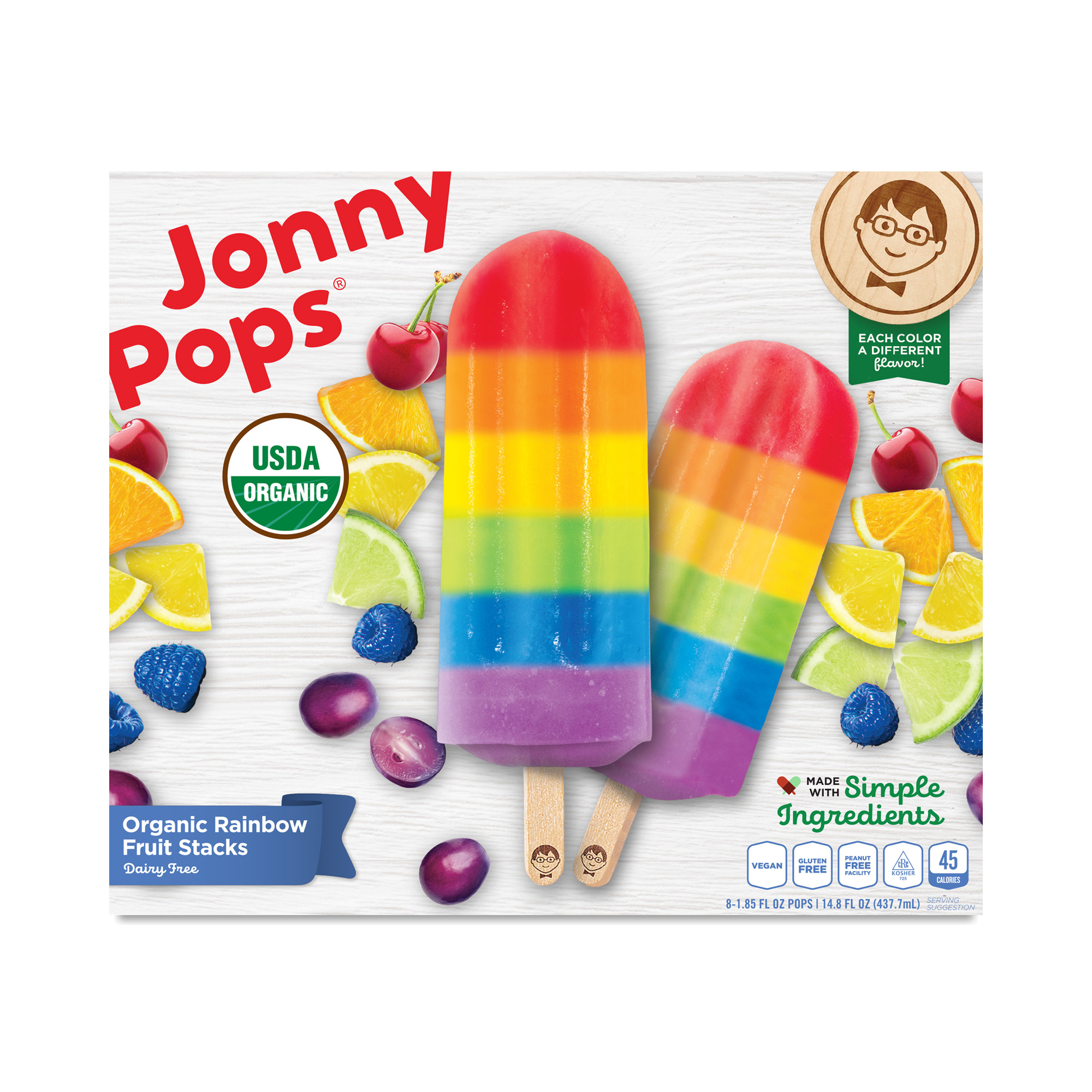 Jonny Pops Organic Rainbow Fruit Stacks Pops | Thrive Market