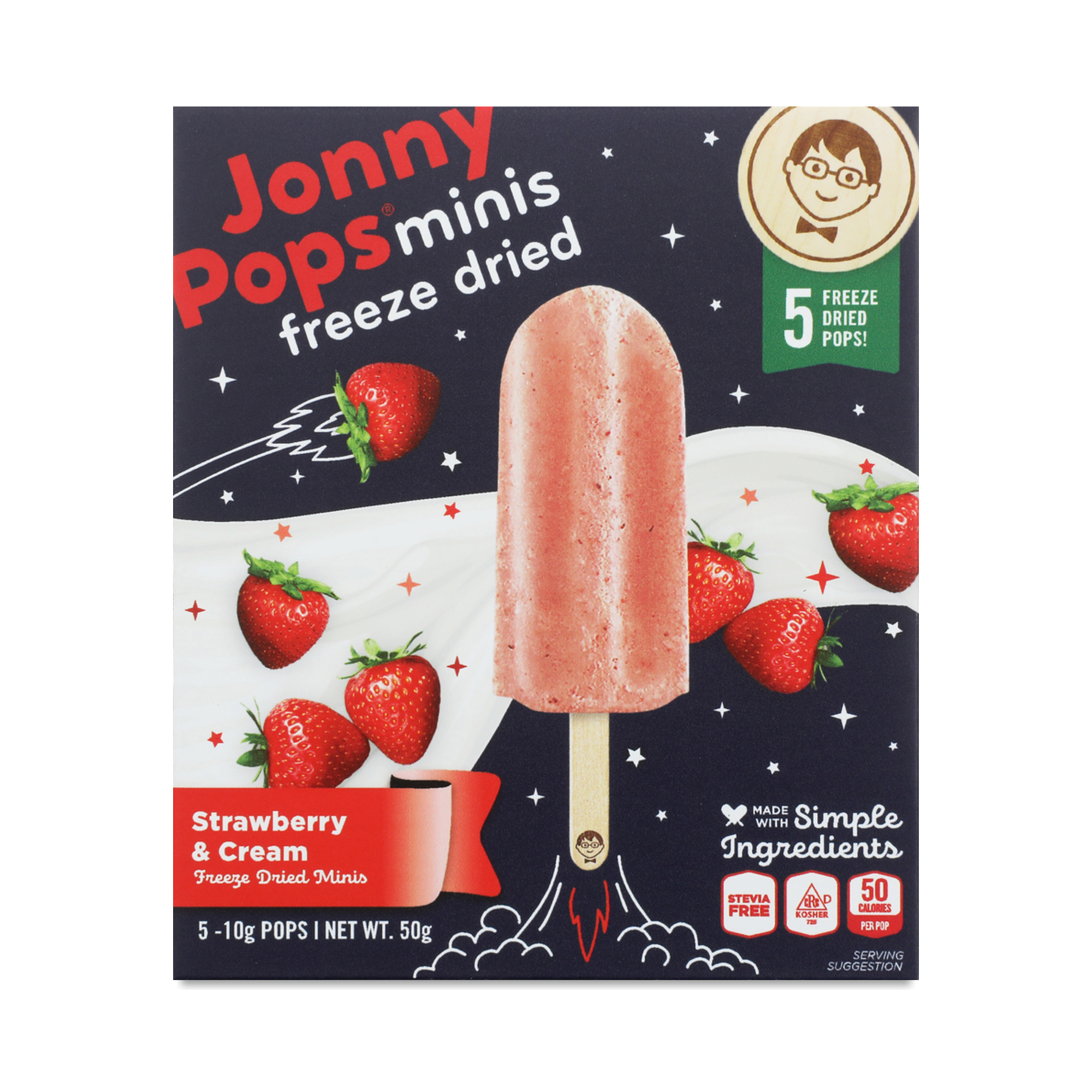 Jonny Pops Mini Freeze Dried Pops, Strawberry & Cream | Thrive Market