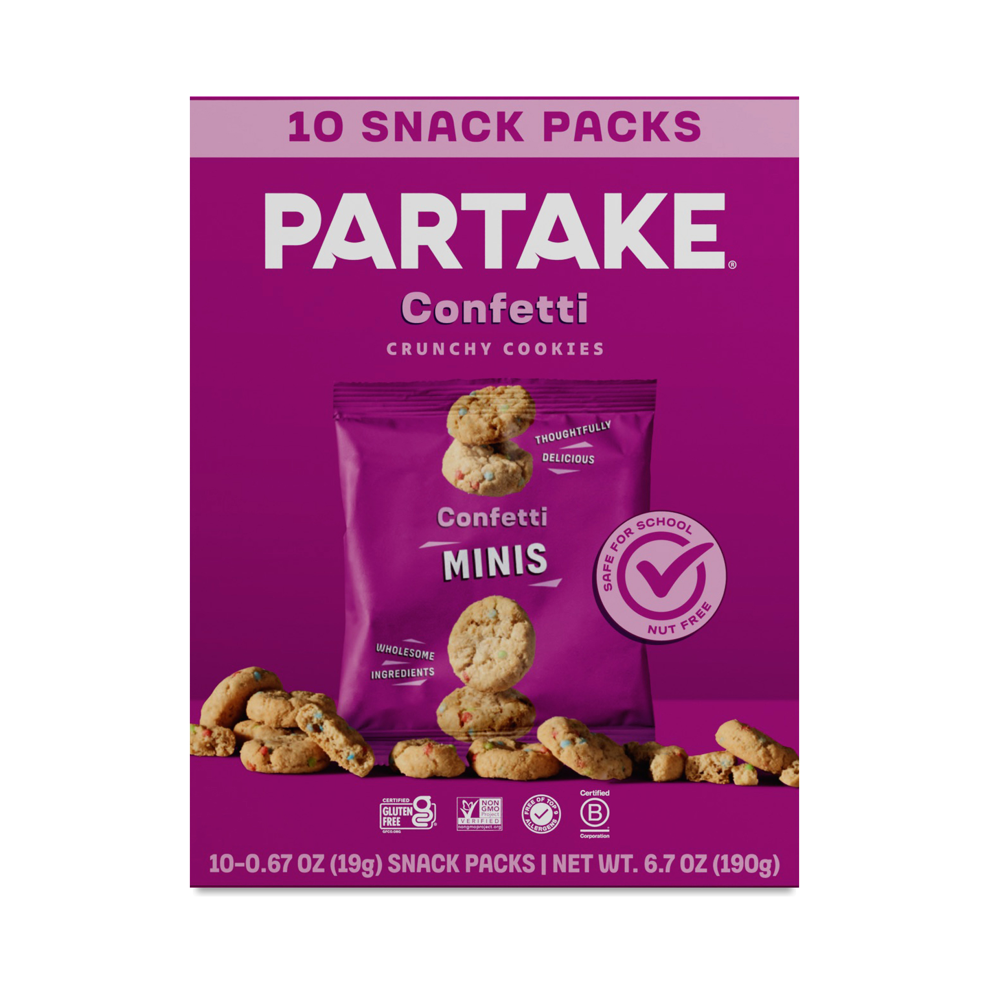 Partake Foods Mini Crunchy Cookies, Confetti, Snack Packs | Thrive Market