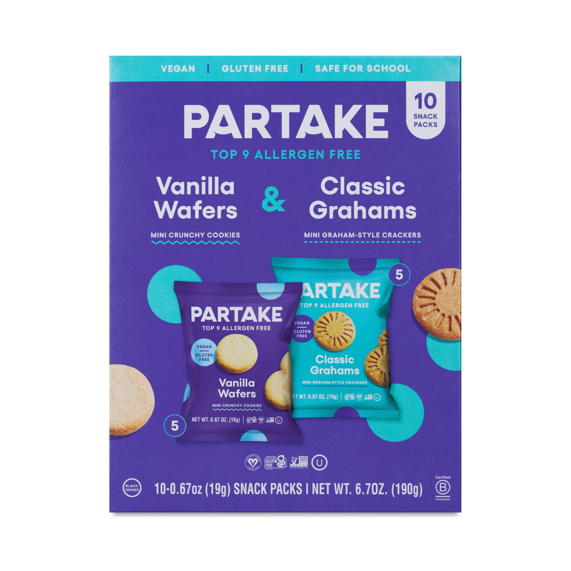 Partake Foods Mini Vanilla Wafers & Mini Classic Grahams, Variety Snack ...