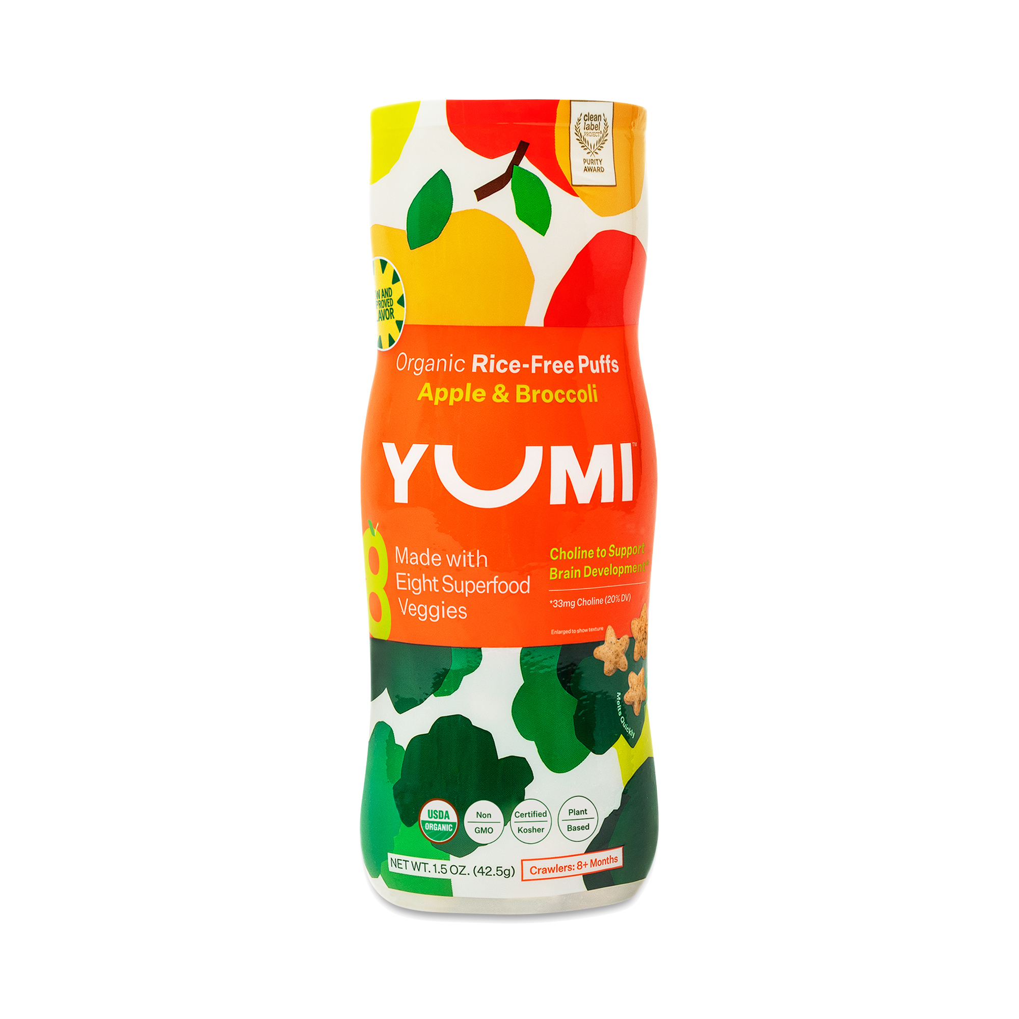 YUMI Organic Superfood Rice-Free Puffs, Apple & Broccoli | Thrive Market