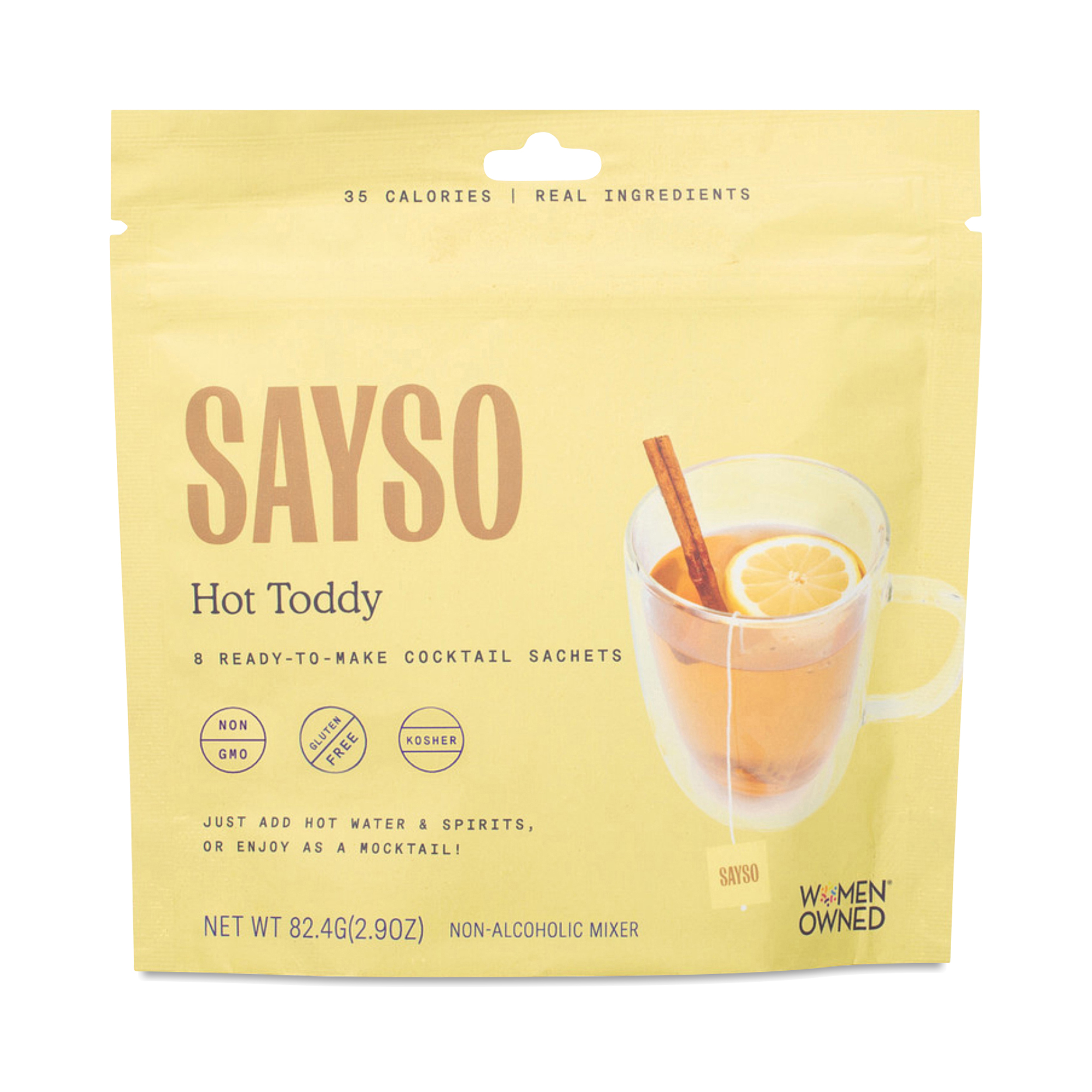 SAYSO Non-Alcoholic Cocktail Sachets Mixer, Hot Toddy | Thrive Market