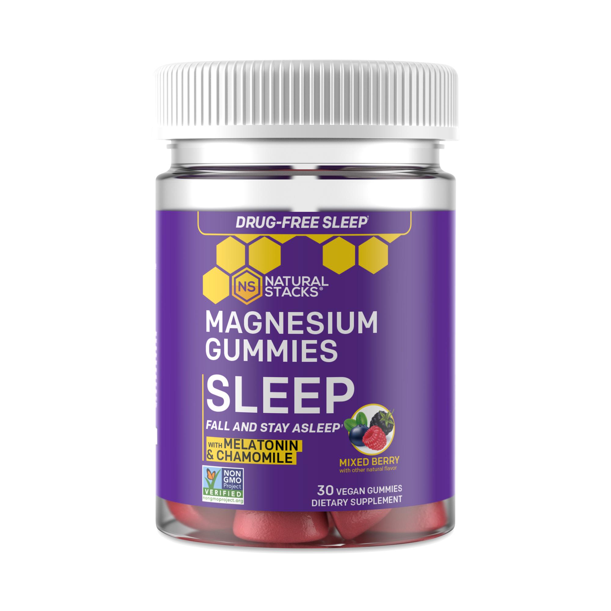 Natural Stacks Sleep Magnesium Gummies, Mixed Berry | Thrive Market