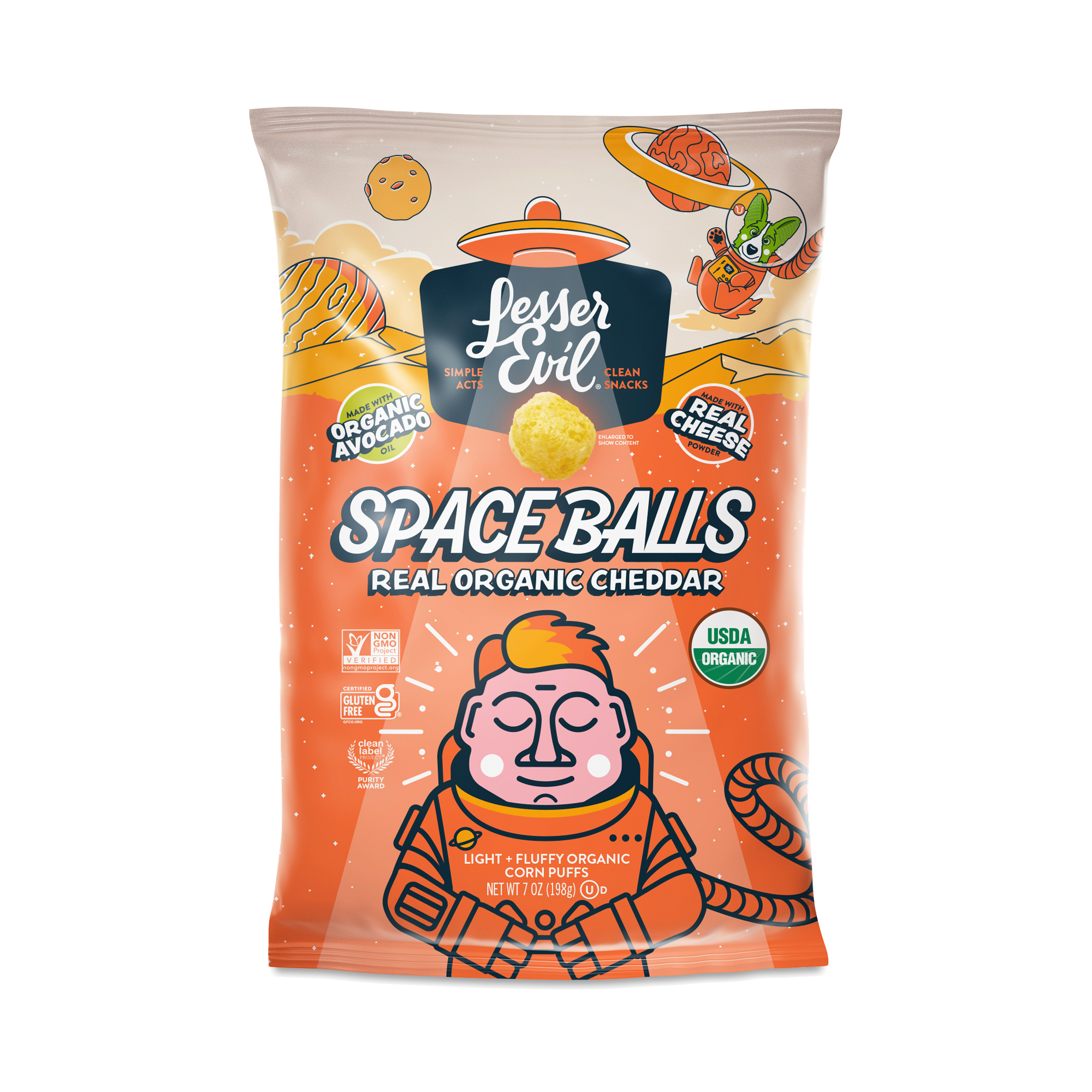 LesserEvil Space Balls, Real Organic Cheddar | Thrive Market