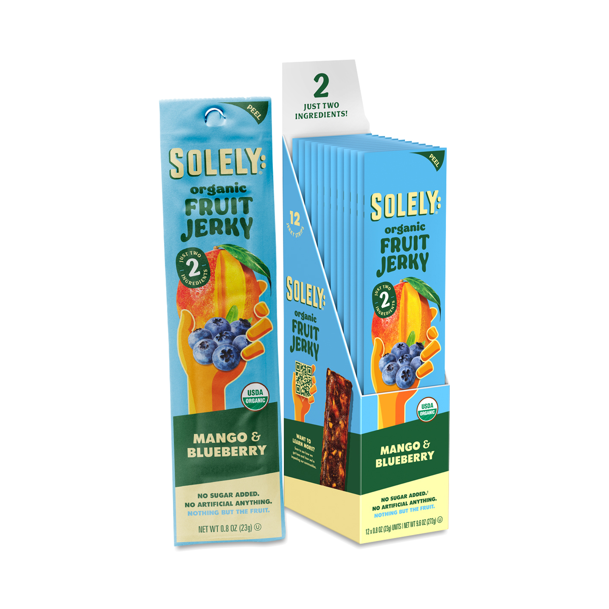 Solely Organic Fruit Jerky, Mango & Blueberry, Snack Pack | Thrive Market