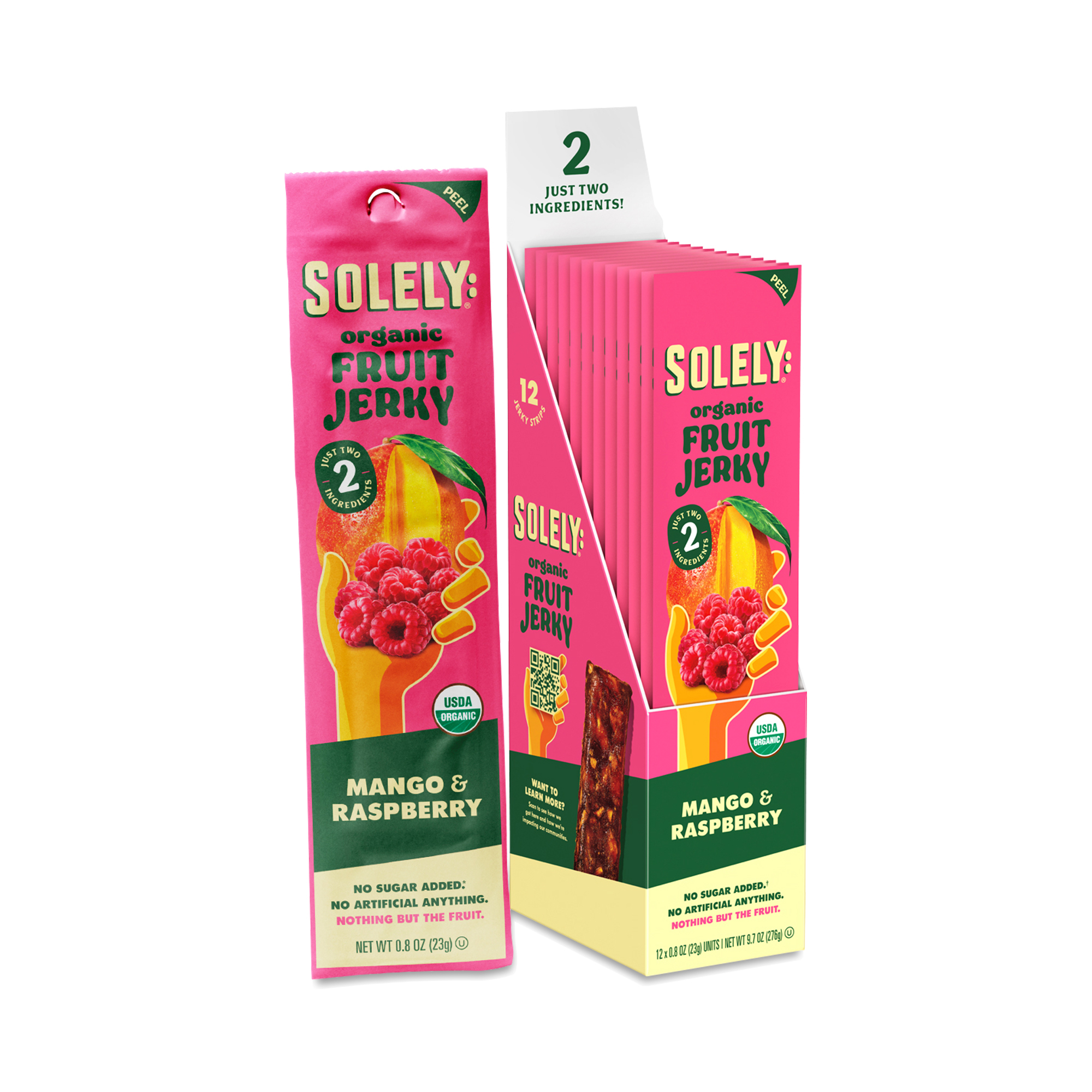 Solely Organic Fruit Jerky, Mango & Raspberry, Snack Pack | Thrive Market